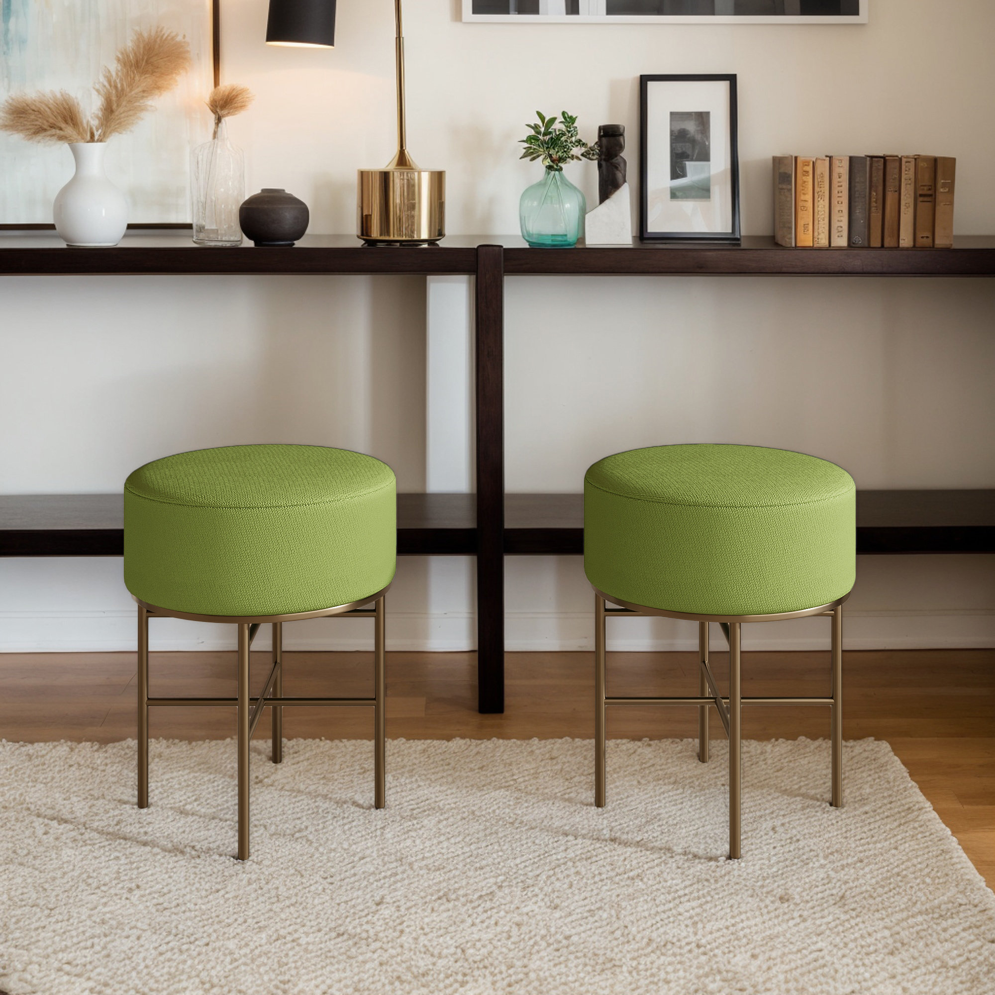 Latitude Run® 2 Pieces Modern Upholstered Vanity Stools,Multifunctional ...