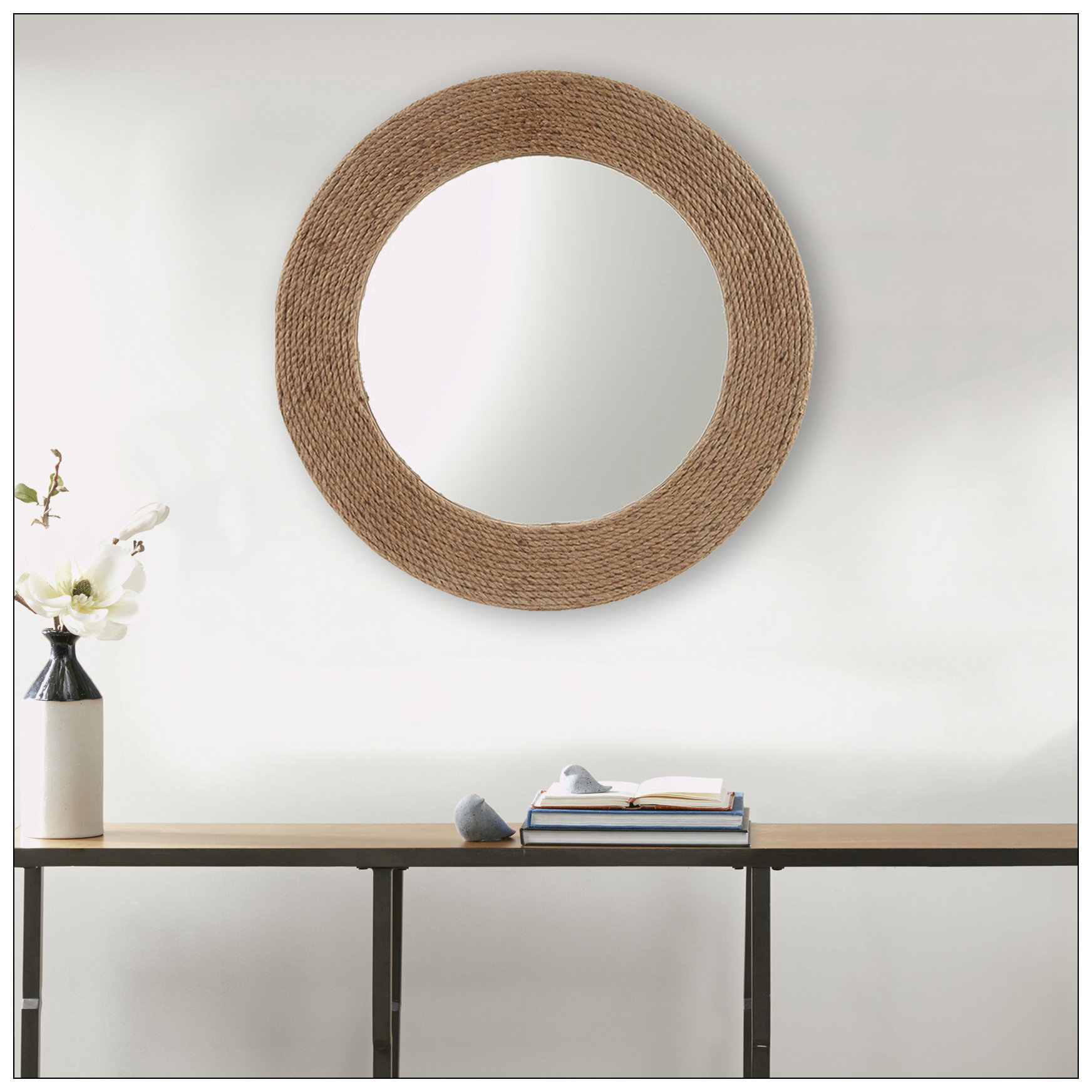 Bay Isle Home™ Natural Jute Rope Round Wall Mirror 26" - Wayfair Canada