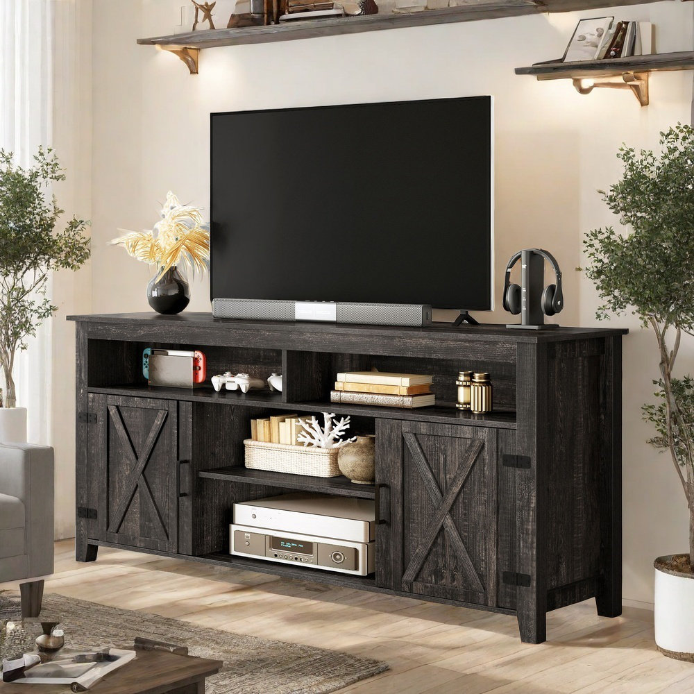 rustic media console cabinet