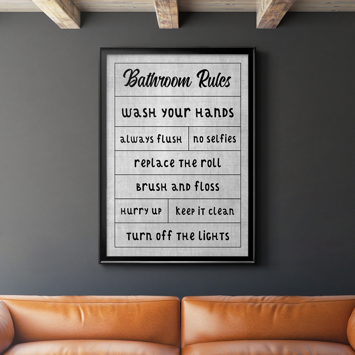 Wexford Home Simple Bathroom Rules Premium Framed Print - Ready To Hang ...