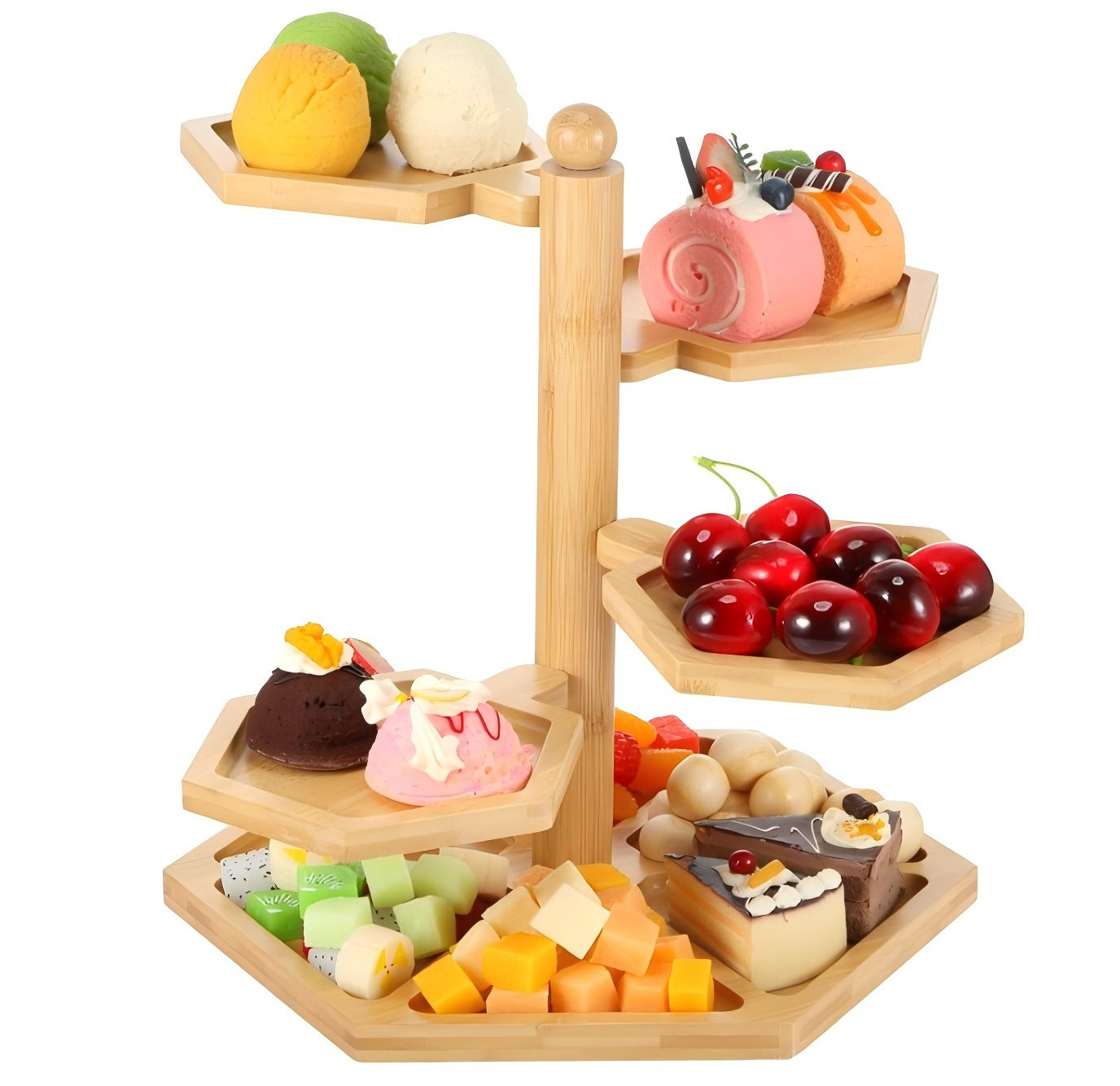 Hokku Designs Bamboo 5 In 1 Cheese Boards 12'' Large Charcuterie Board ...