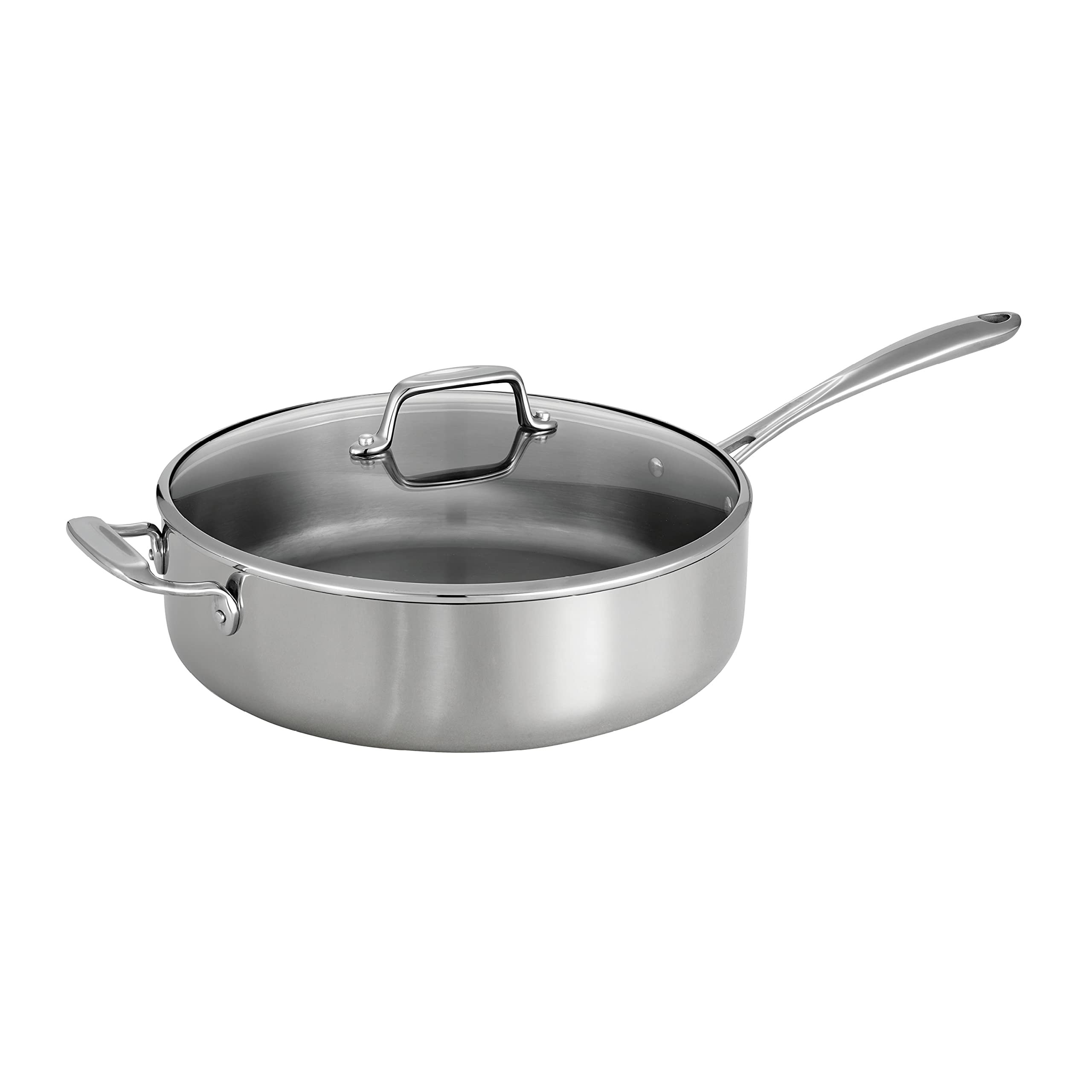 Tramontina 6 QT Covered Deep Saute Pan - Tri-Ply Clad Stainless Steel ...