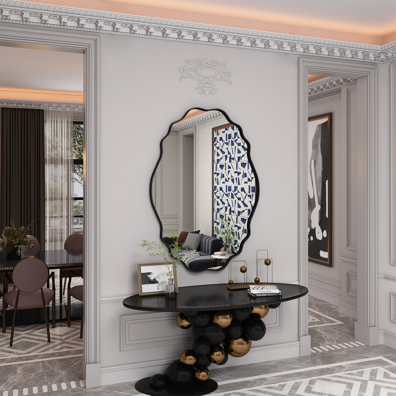 Winston Porter Mecbure Wavy Oval High-strength Aluminum Alloy Framed ...