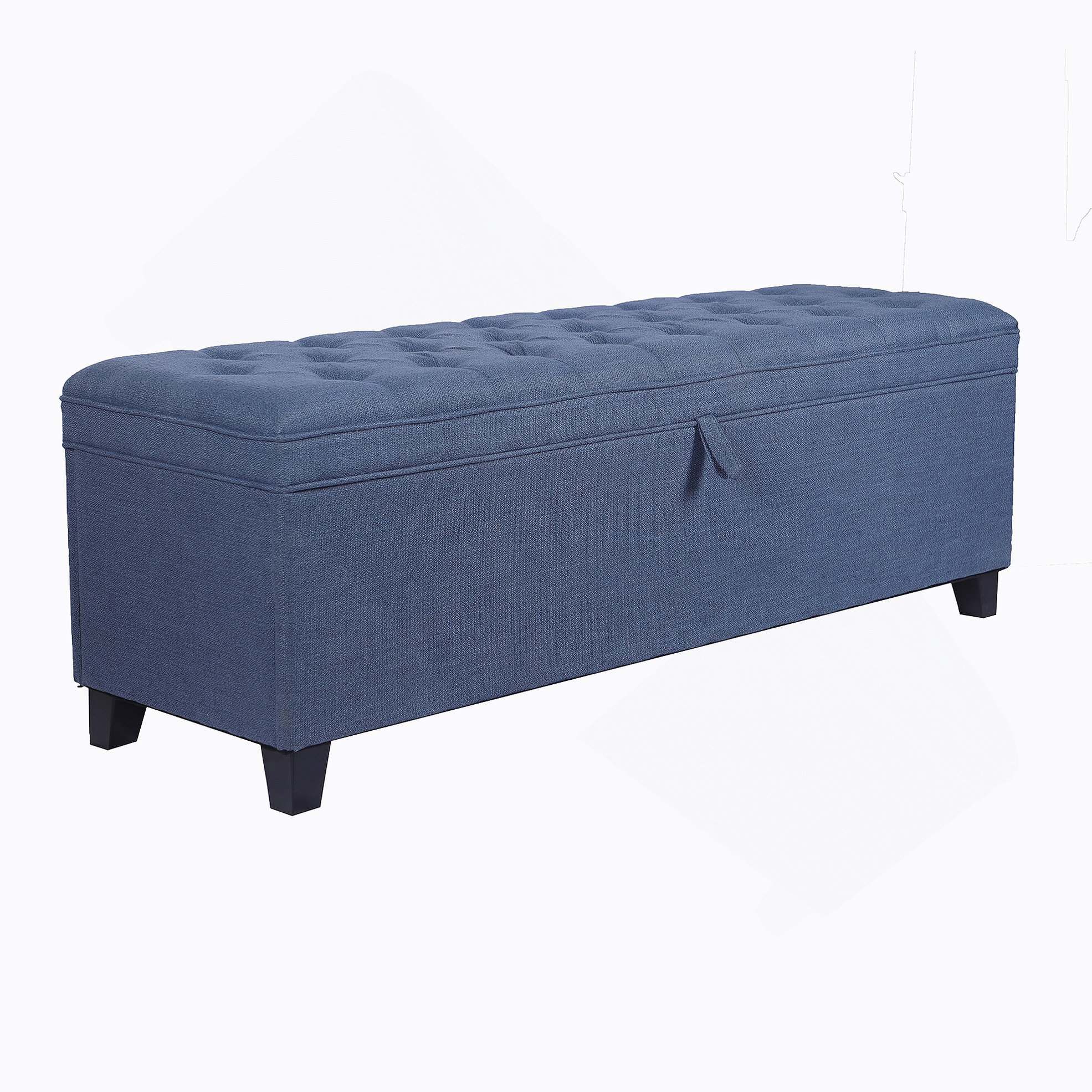 Mercer41 Blue Linen Extra Long Storage Bench | Wayfair
