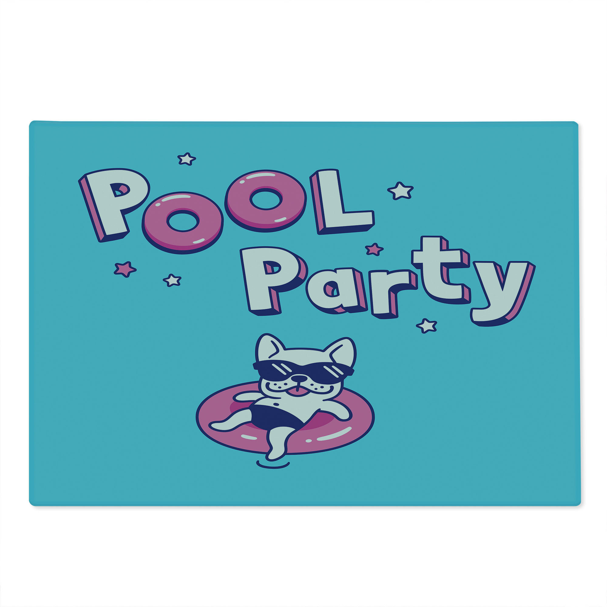 Ambesonne Pool Party Cutting Board Large Size Funny Dog Stars Pool Deep ...