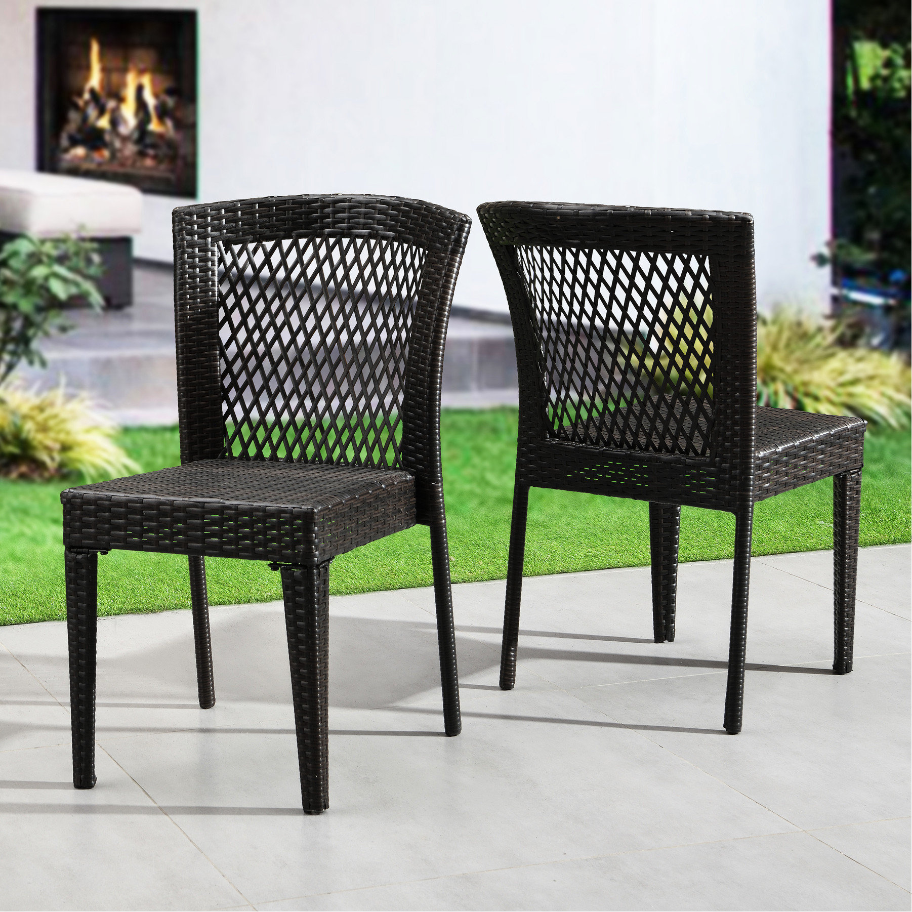 Ebern Designs Stackable Chairs Of 2 For Balcony And Garden, - Pe ...