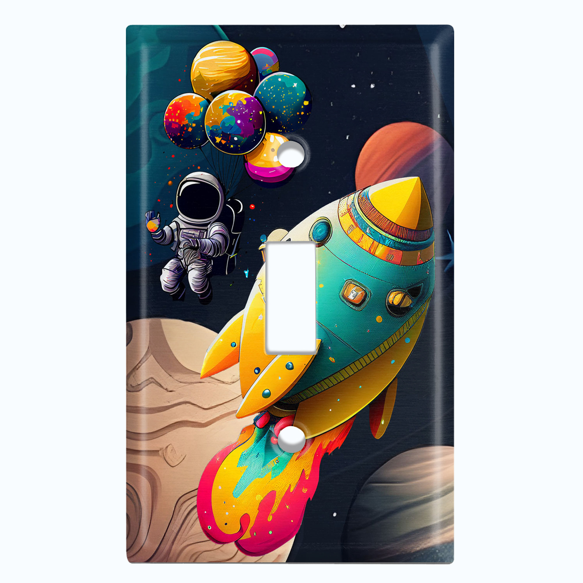 WorldAcc Colorful Animated Astronaut Space Ship 1-Gang Toggle Light ...