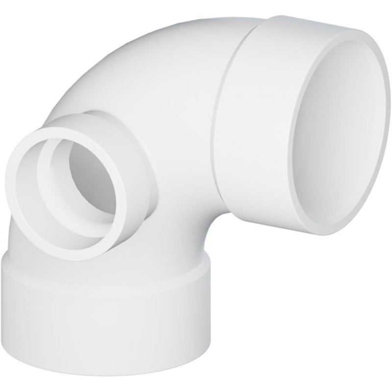 Supply Giant 3 in. x 3 in. x 2 in. PVC DWV 1/4 Bend 90° Elbow with Side ...