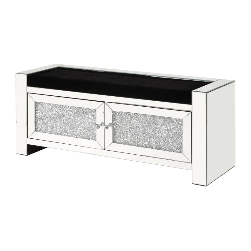 Everly Quinn Antaniyah Faux Leather Upholstered Storage Bench in Black ...