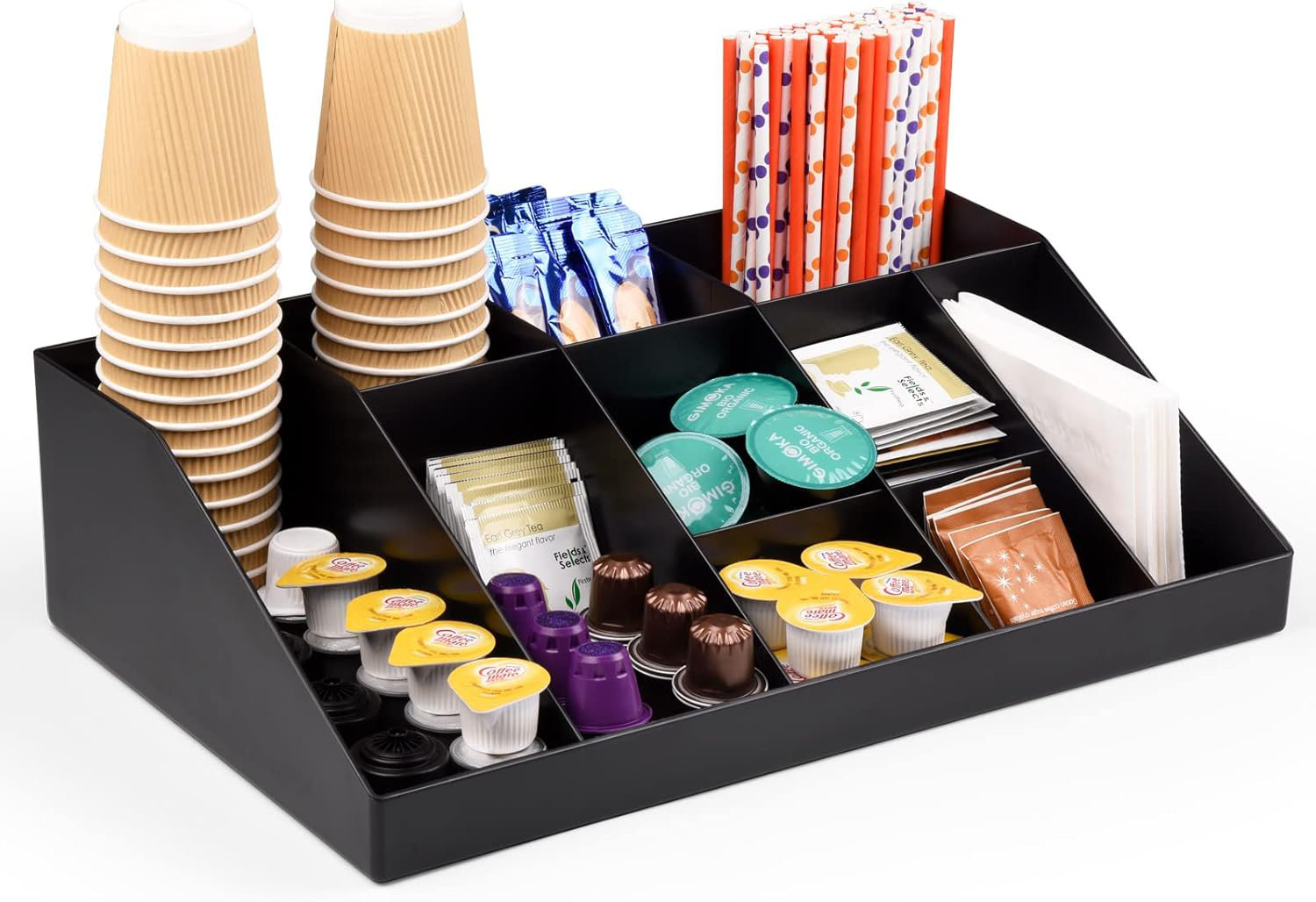 X－MAX FURNITURE Coffee Condiment Organizer Holder 10-Compartment Break ...