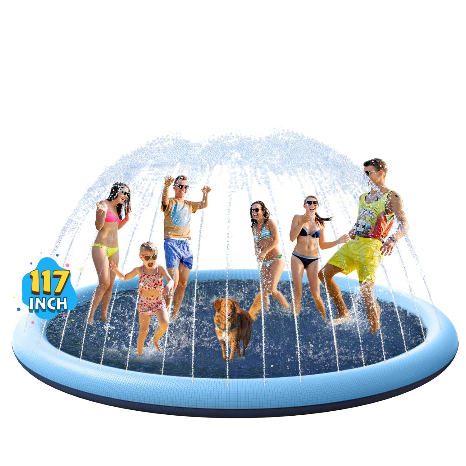 OLHAV 117 inch Non-Slip Splash Pad for Kids and Dog, Thicken Sprinkler ...