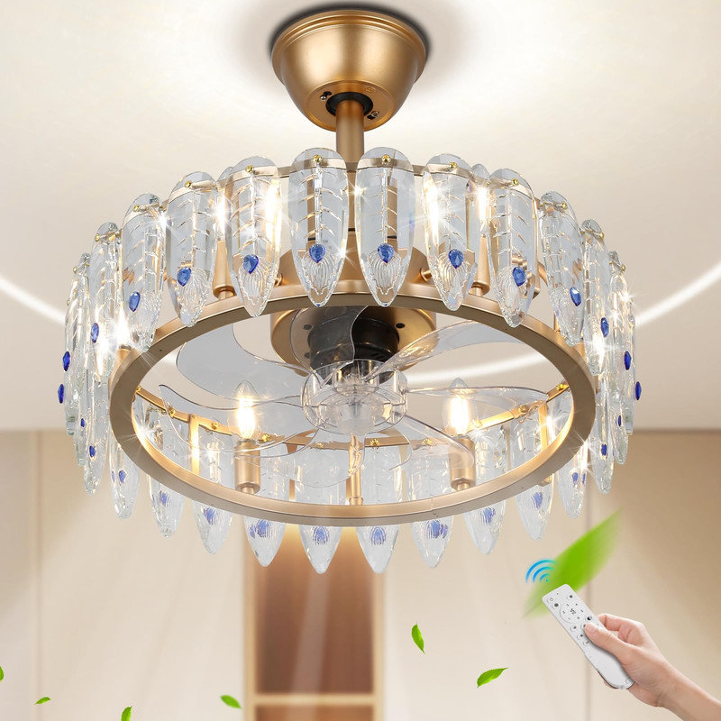 Mercer41 Modern Fandelier Ceiling Fan With Light And Remote, 21 ...