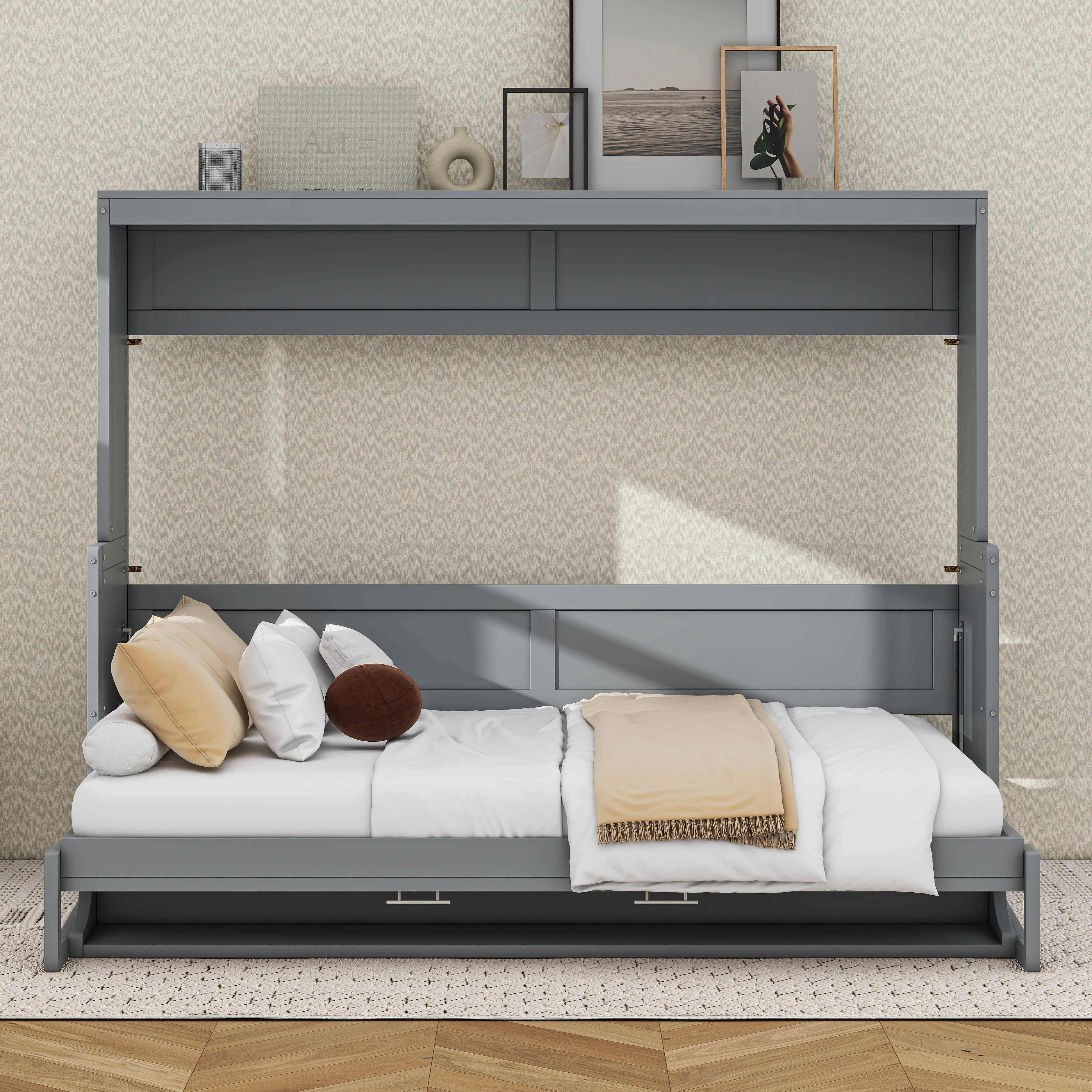 Red Barrel Studio Armand Full Size Murphy Bed With Desk, Horizontal ...