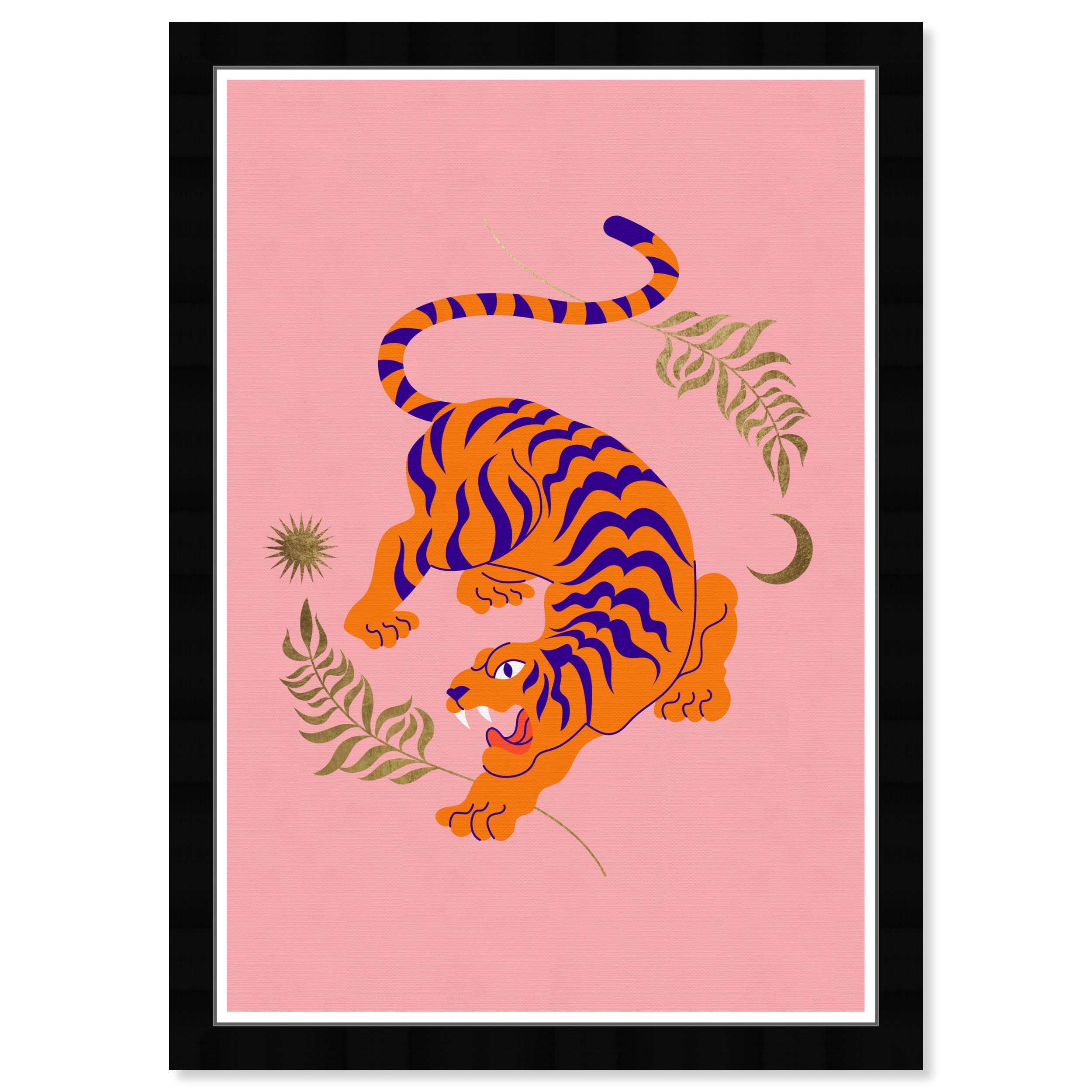 Bungalow Rose Animals Tigress of the Leaves Global Inspired Pink Paper ...