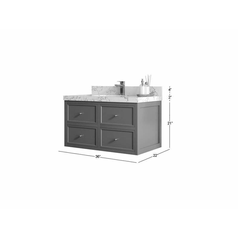 Willow Collections Roswell Floating 36'' Single Bathroom Vanity with ...