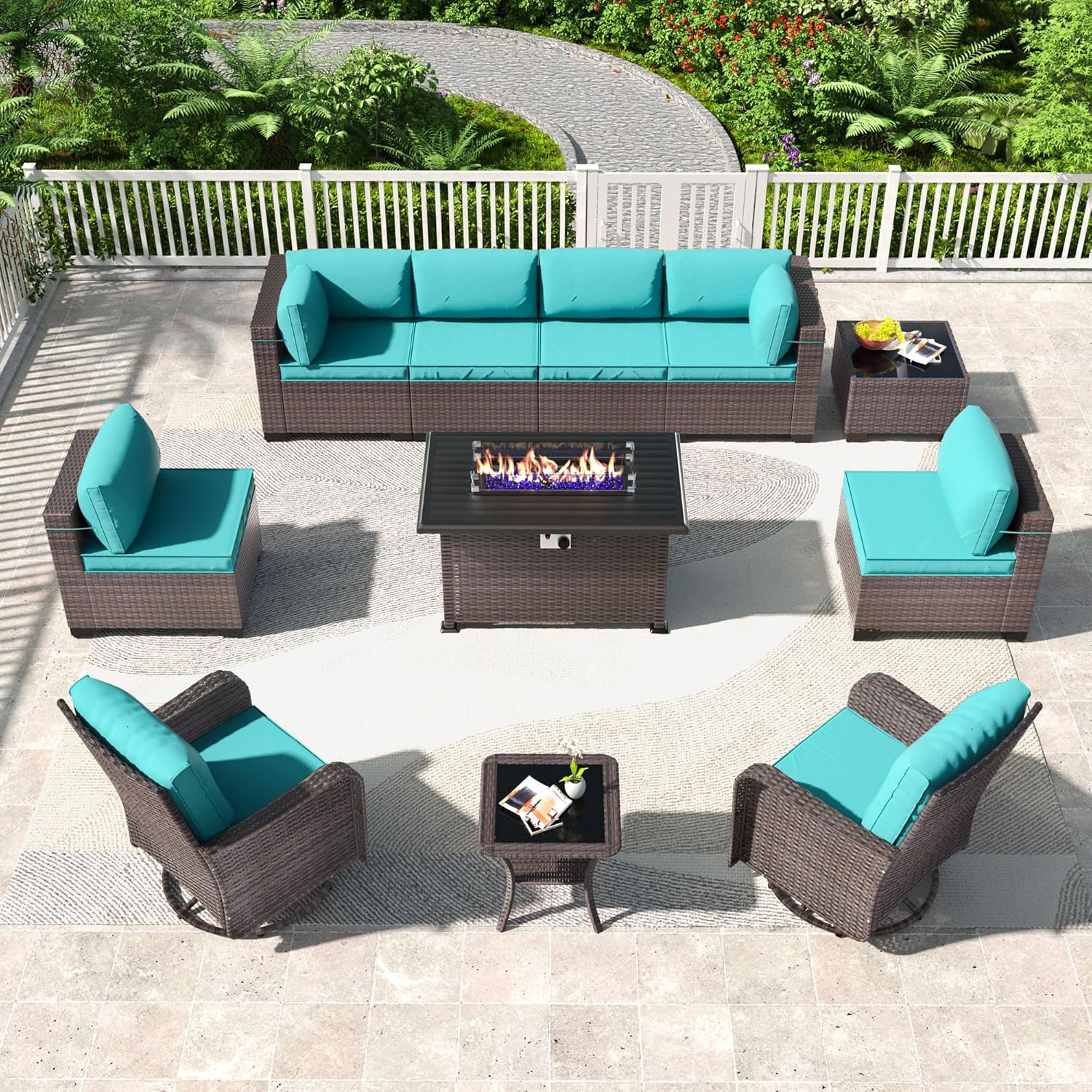 Lark Manor™ 8 - Person Outdoor Furniture Rattan Patio Set With PE ...