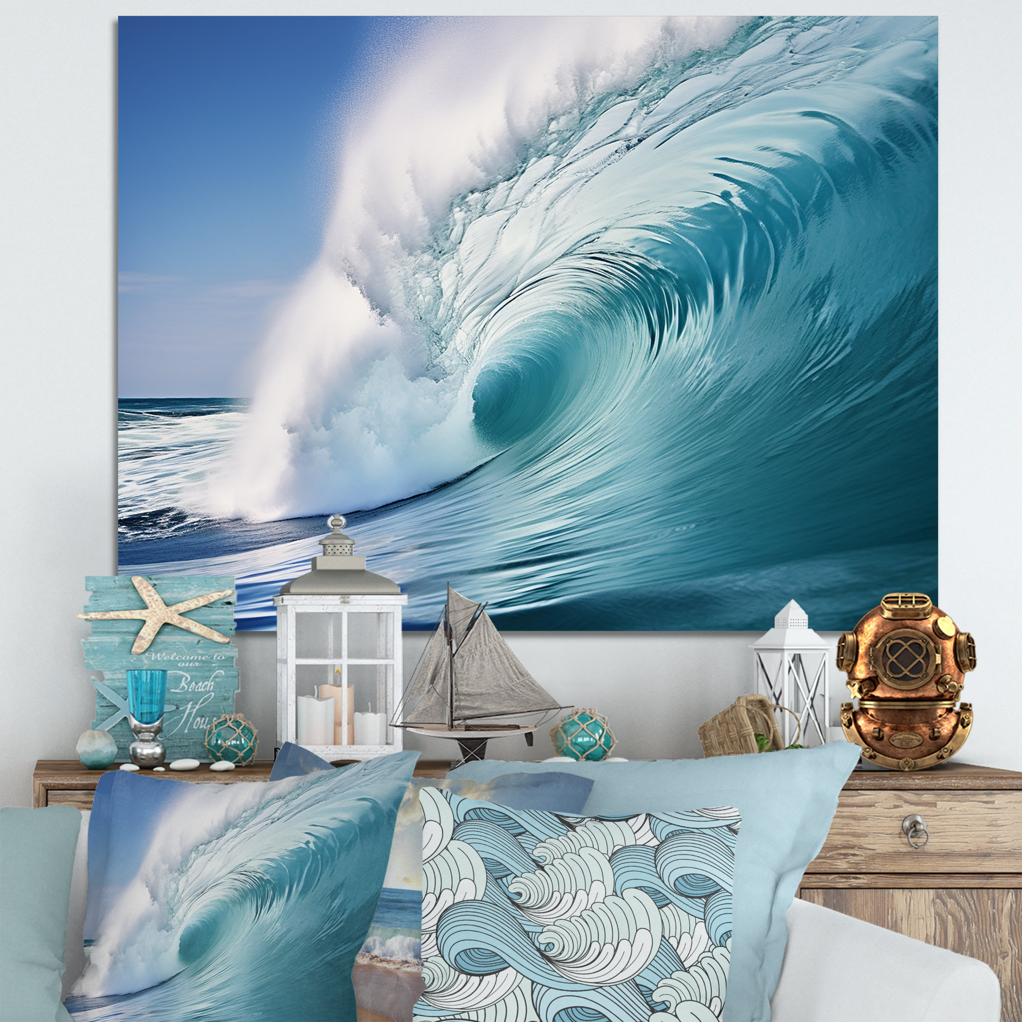 Highland Dunes Turquoise Power Of Ocean Wave III On Canvas Print | Wayfair