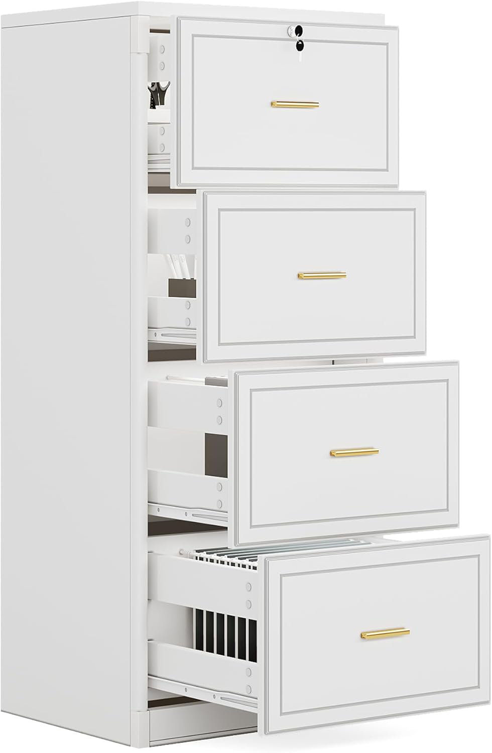 Latitude Run® 4-Drawer File Cabinet With Lock, Large Vertical Storage ...