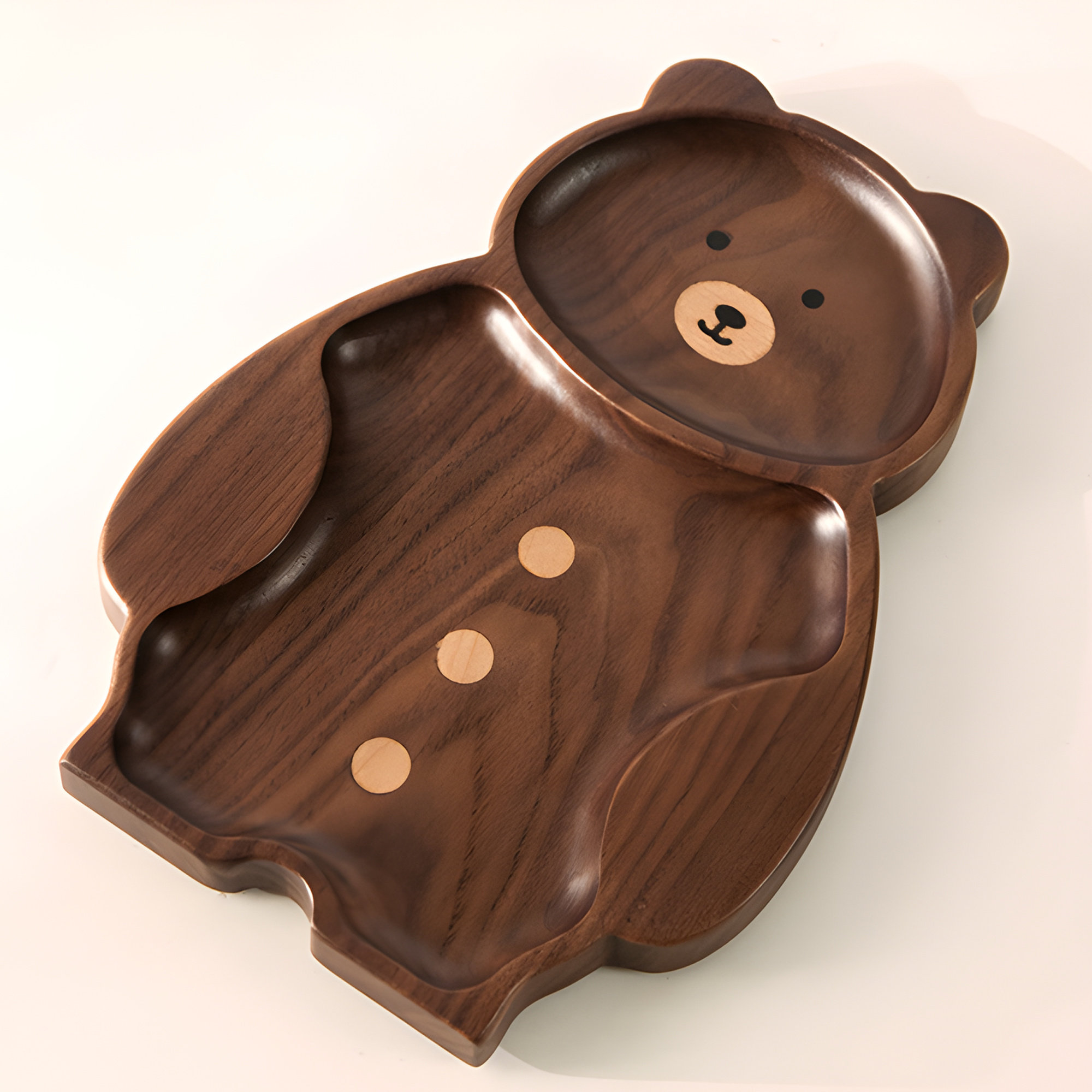 Millwood Pines North American Black Walnut Bear Divided Plate ...