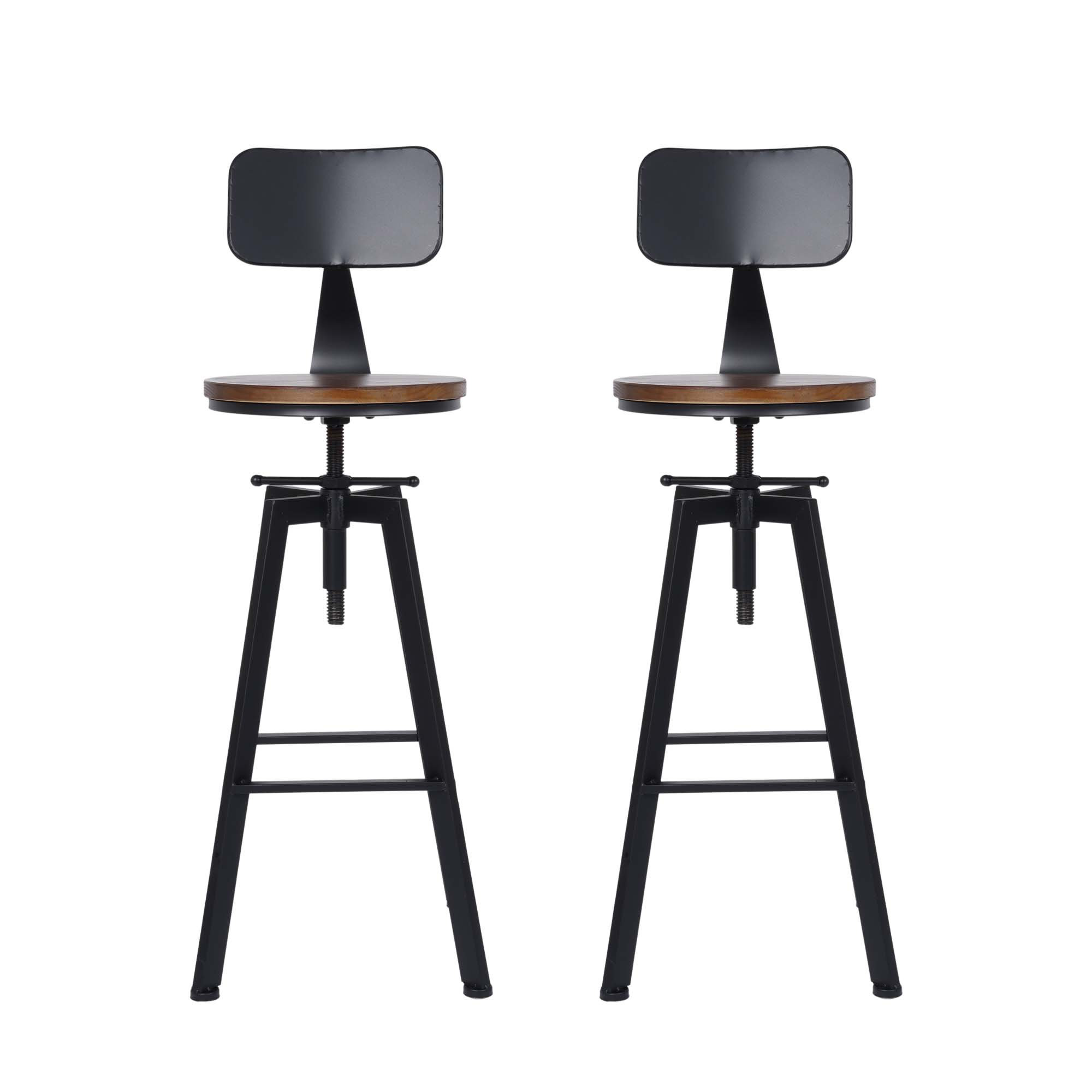 17 Stories Industrial Style Height Adjustable Bar Chairs Can Be Rotated ...