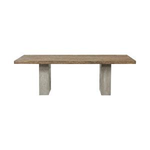 Benjara Cid Ari Dining Table, Concrete Base 118 Inch Rectangular Brown ...
