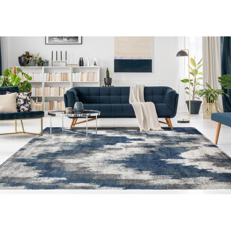 Union Rustic Asay Abstract Shag Blue Indoor Area Rug & Reviews | Wayfair