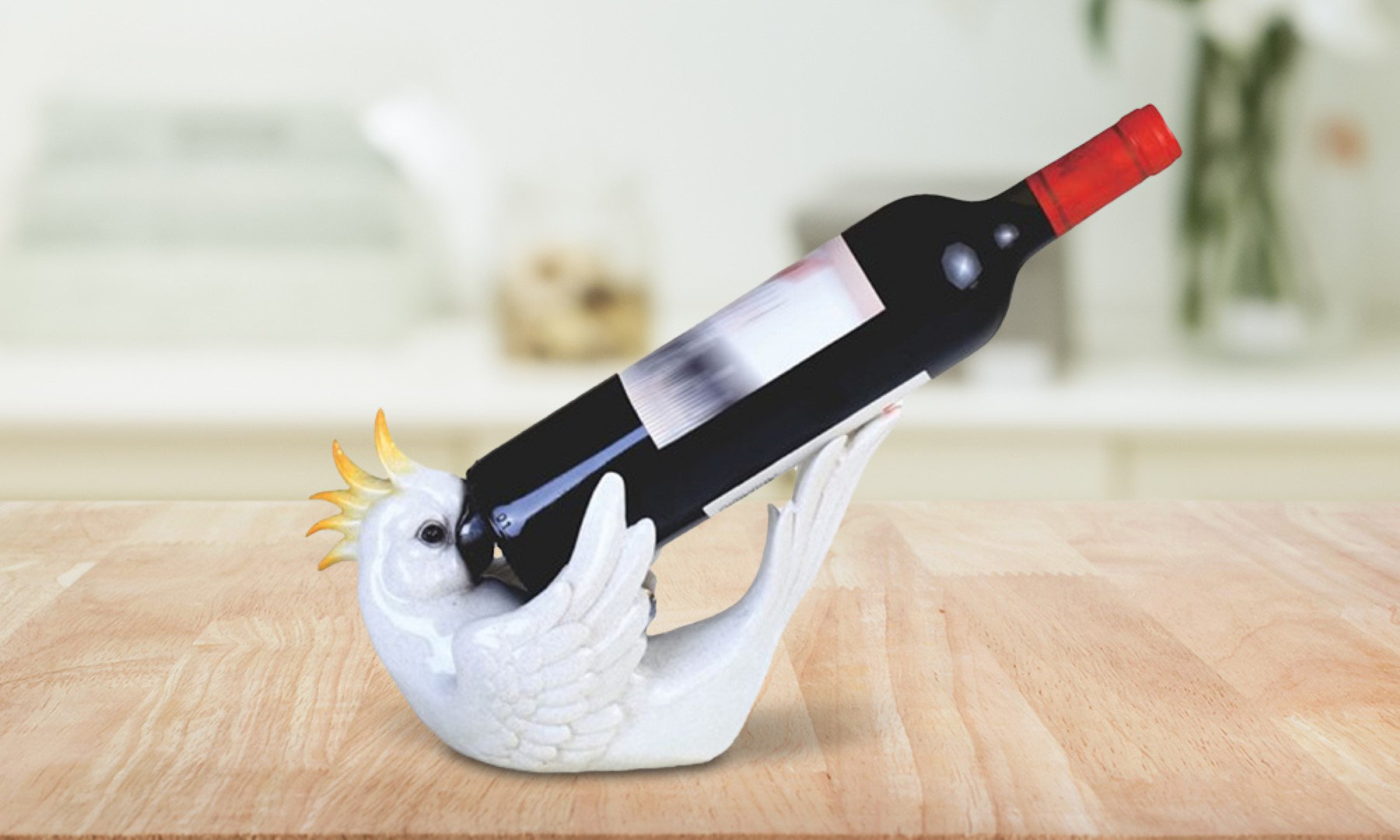 Bayou Breeze Vivianne 10.25"W White Parrot Wine Rack Bottle Holder ...