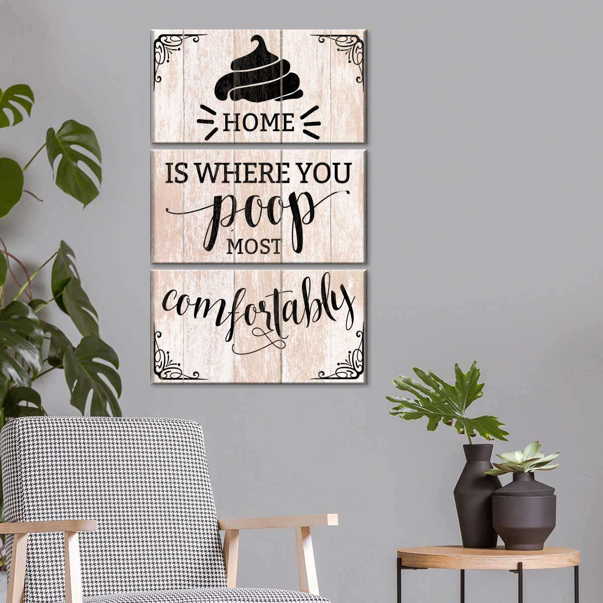 Trinx Home Poop Typography On Canvas 3 Pieces Set | Wayfair