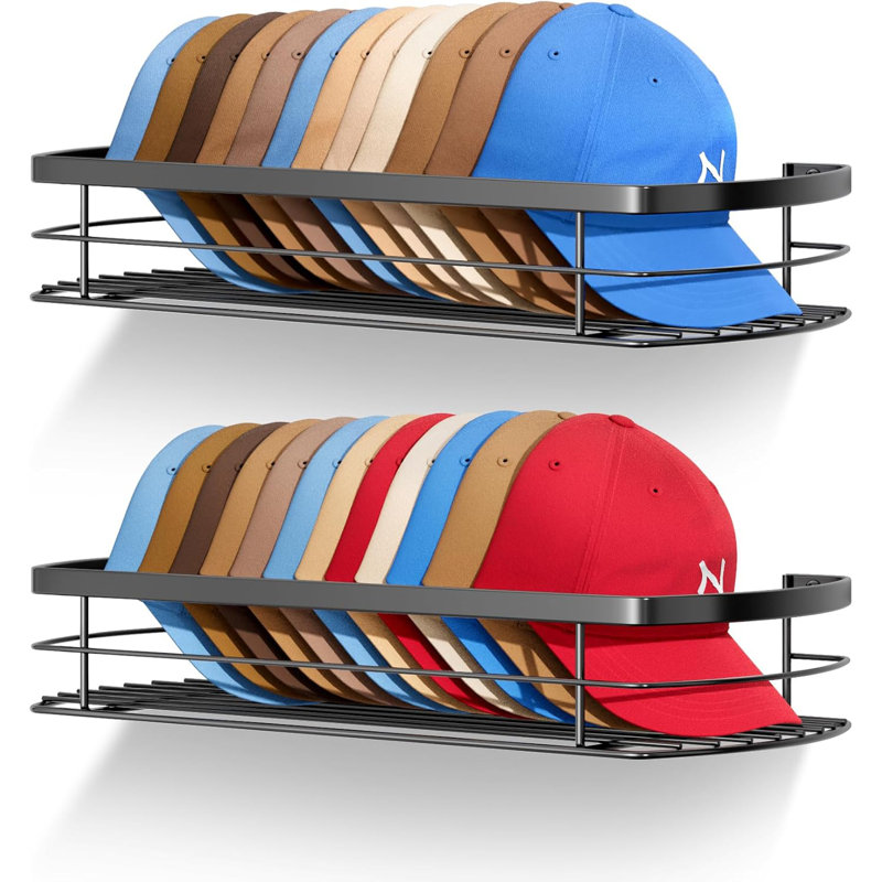 Latitude Run® Metal Hat Rack For Wall, Holds 30 Hats,2 Packs Hat Holder ...