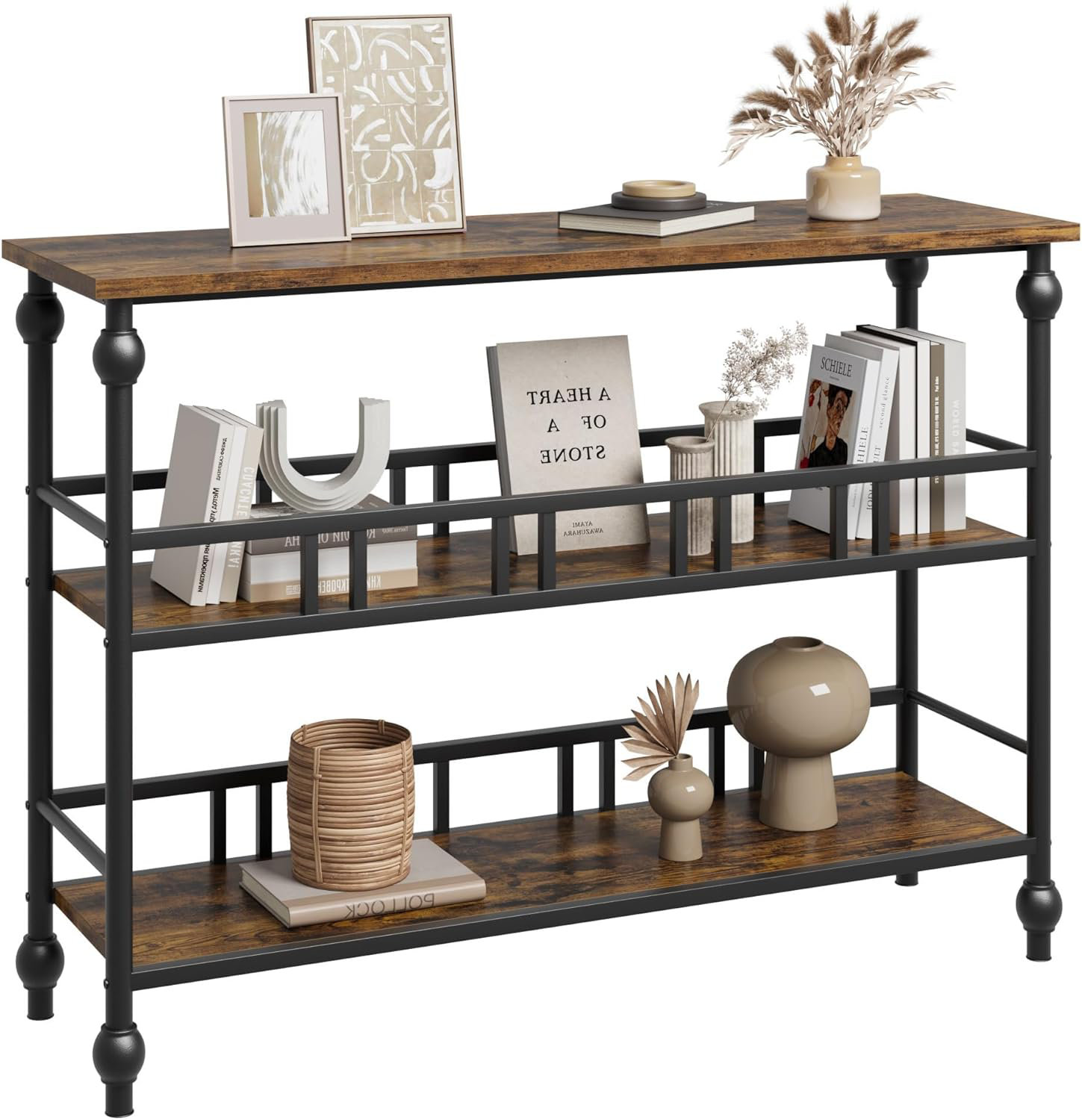 Fleur De Lis Living Narrow Console Table With Shelves, 3 Tier ...