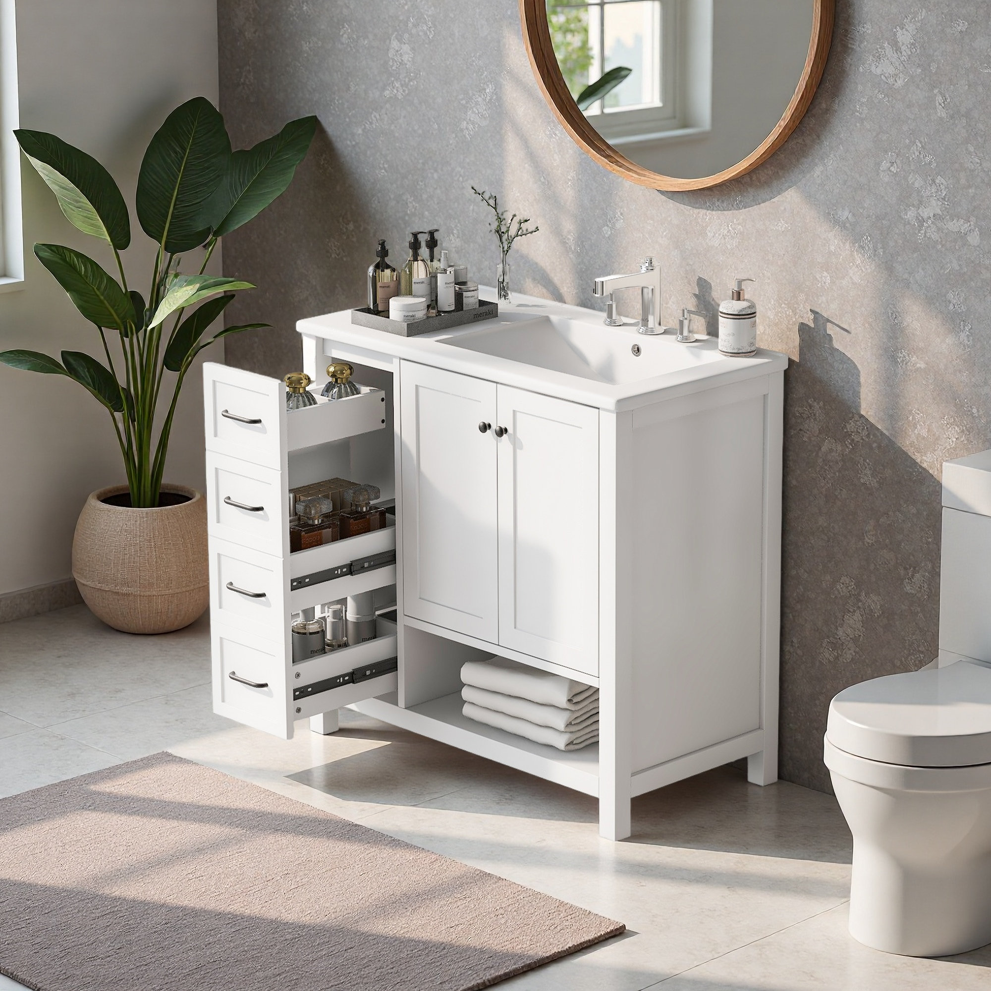 Ebern Designs Meuble-lavabo 36 po avec comptoir d'évier, meuble-lavabo ...