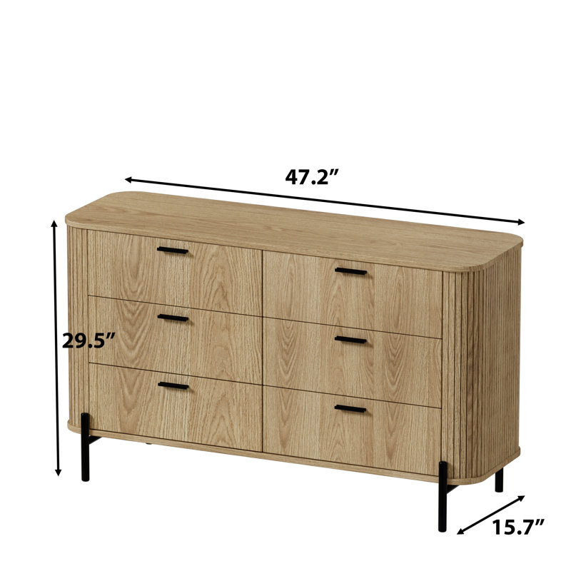 Gracie Oaks Romelle 6 Drawer 47.2" W Double White Dresser for Bedroom ...