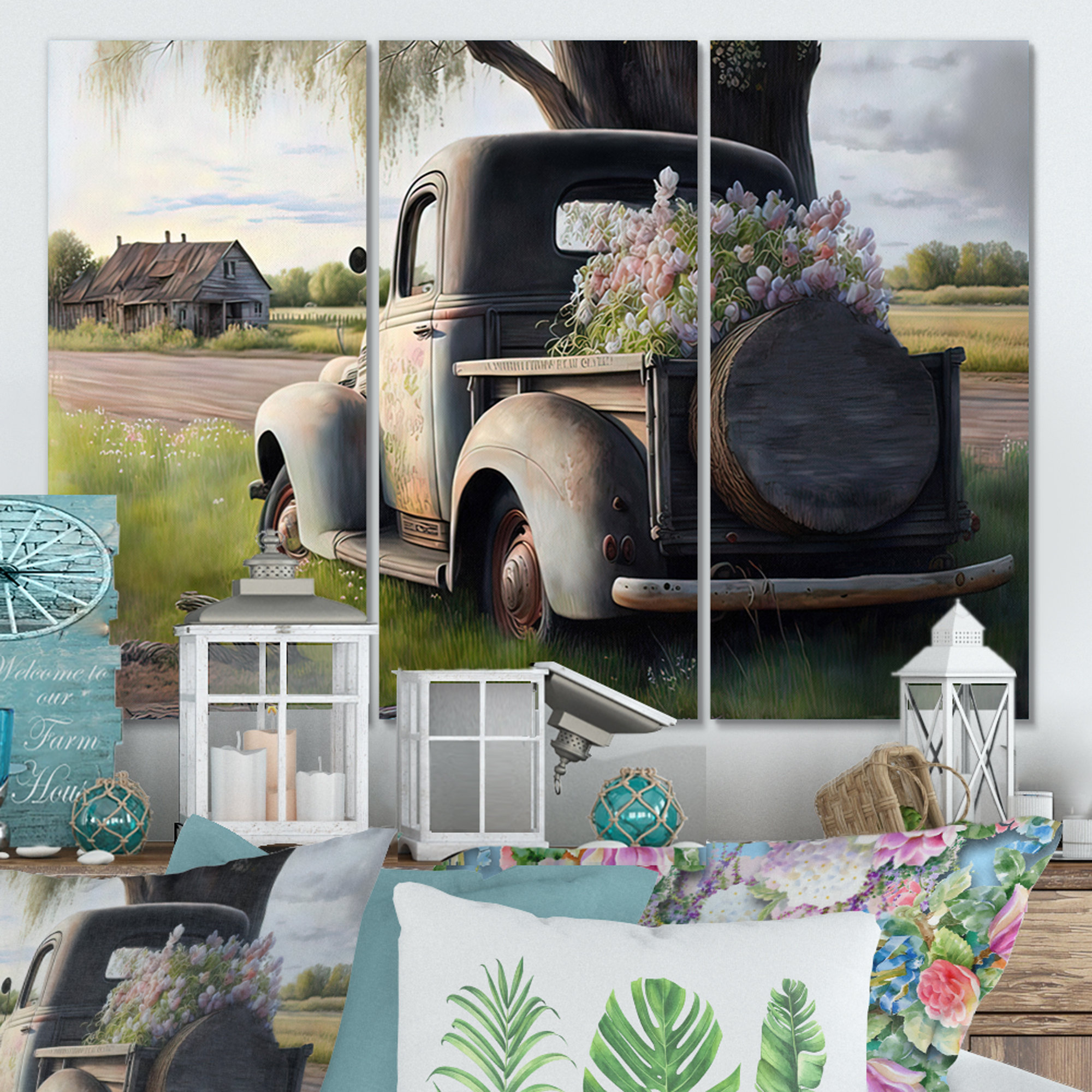 August Grove Barn Flower Delivery Truck IX - Farmhouse / Country Canvas ...