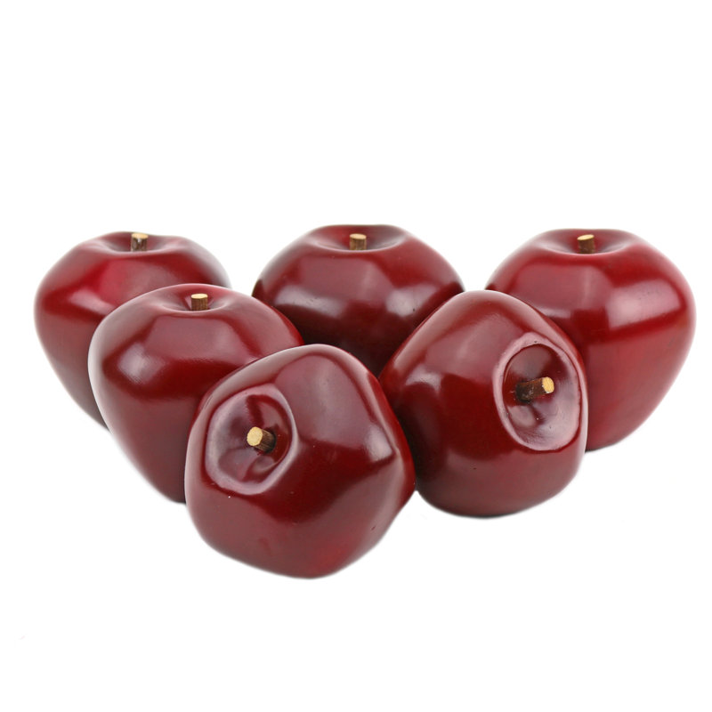 Murano Art Collection Hand Painted Red Wooden Apples Figurine | Wayfair
