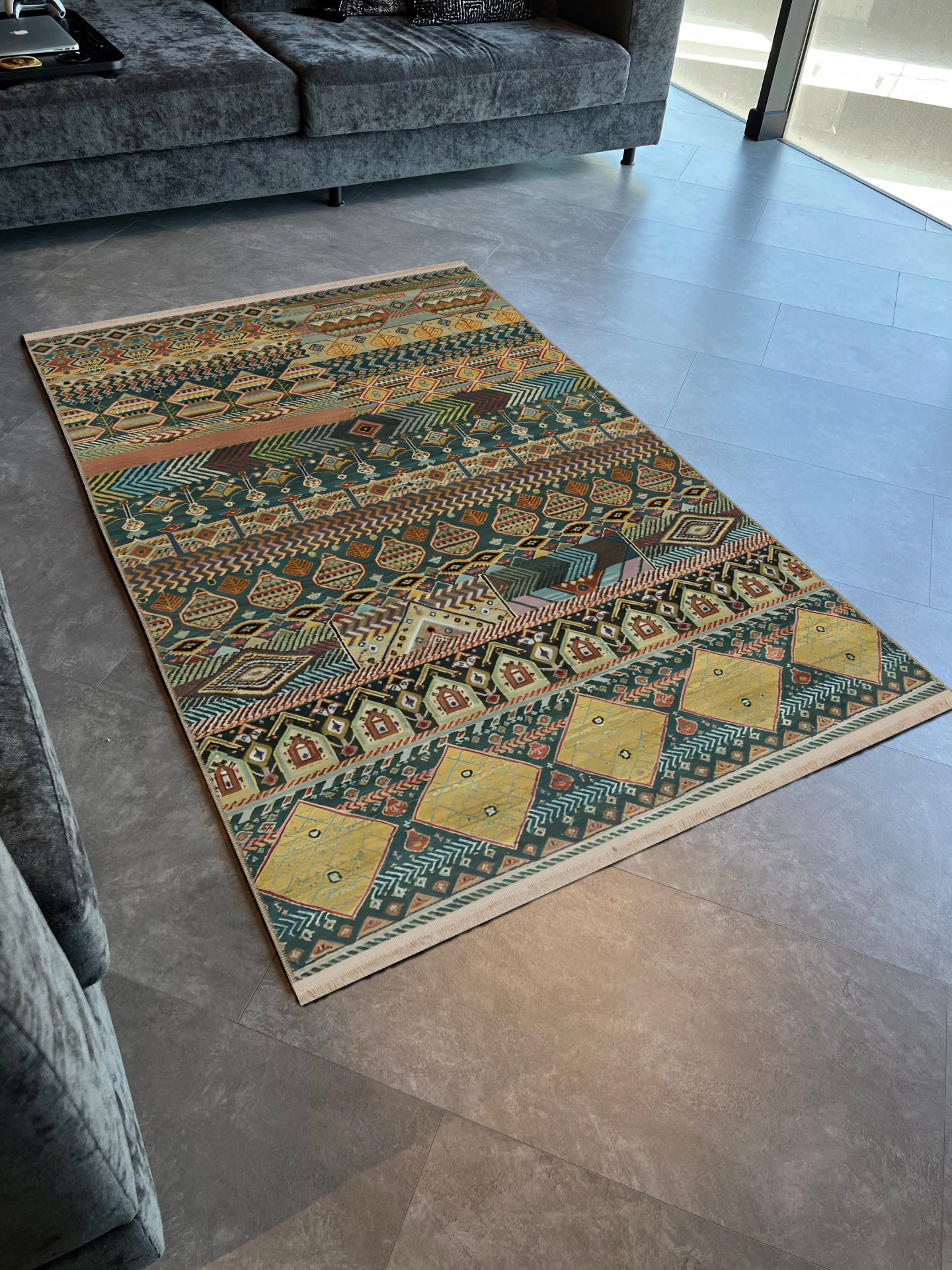 METG HOME Dark Themed Multi-Colored Traditional Motif Ethnic Patterned ...