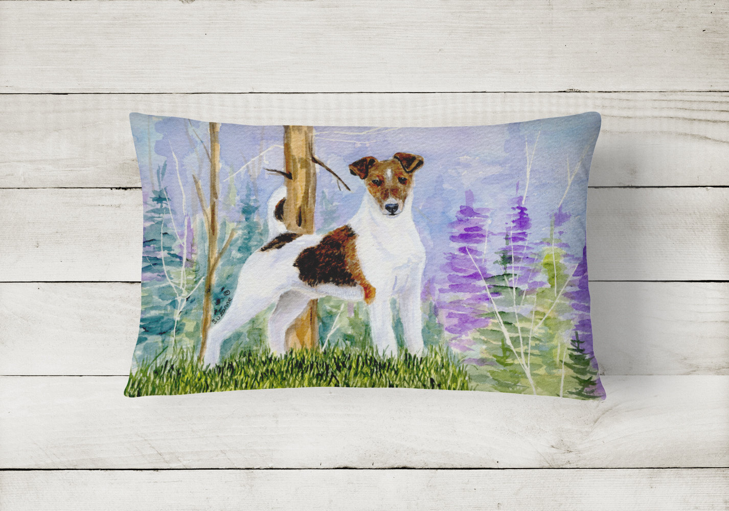 Caroline's Treasures Jack Russell Terrier Indoor/Outdoor Throw Pillow ...