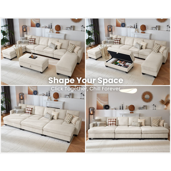 Latitude Run® Modular Sectional Couch| Corduroy Sofa Bed Convertible ...