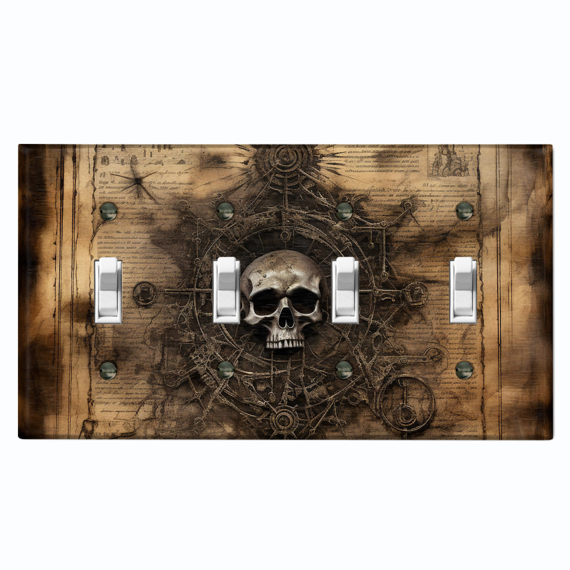 WorldAcc Skull Map Voyage 4-Gang Toggle Light Switch Wall Plate ...