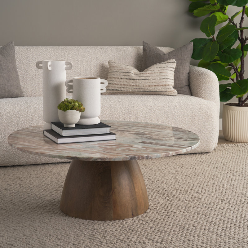 Joss & Main Mellonia 42" Round Genuine Marble Coffee Table | Joss & Main