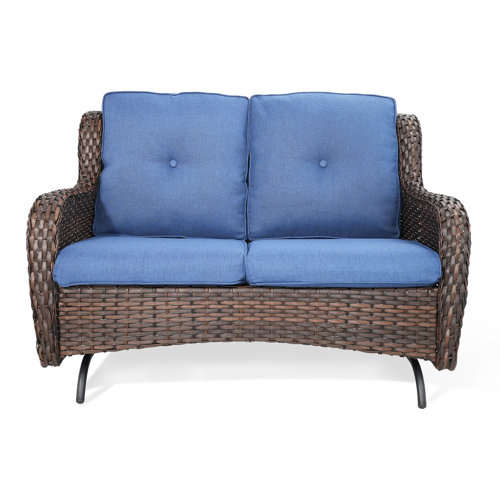 Hummuh Carolina Patio Outdoor PE Wicker Glider Loveseat With Cushions ...