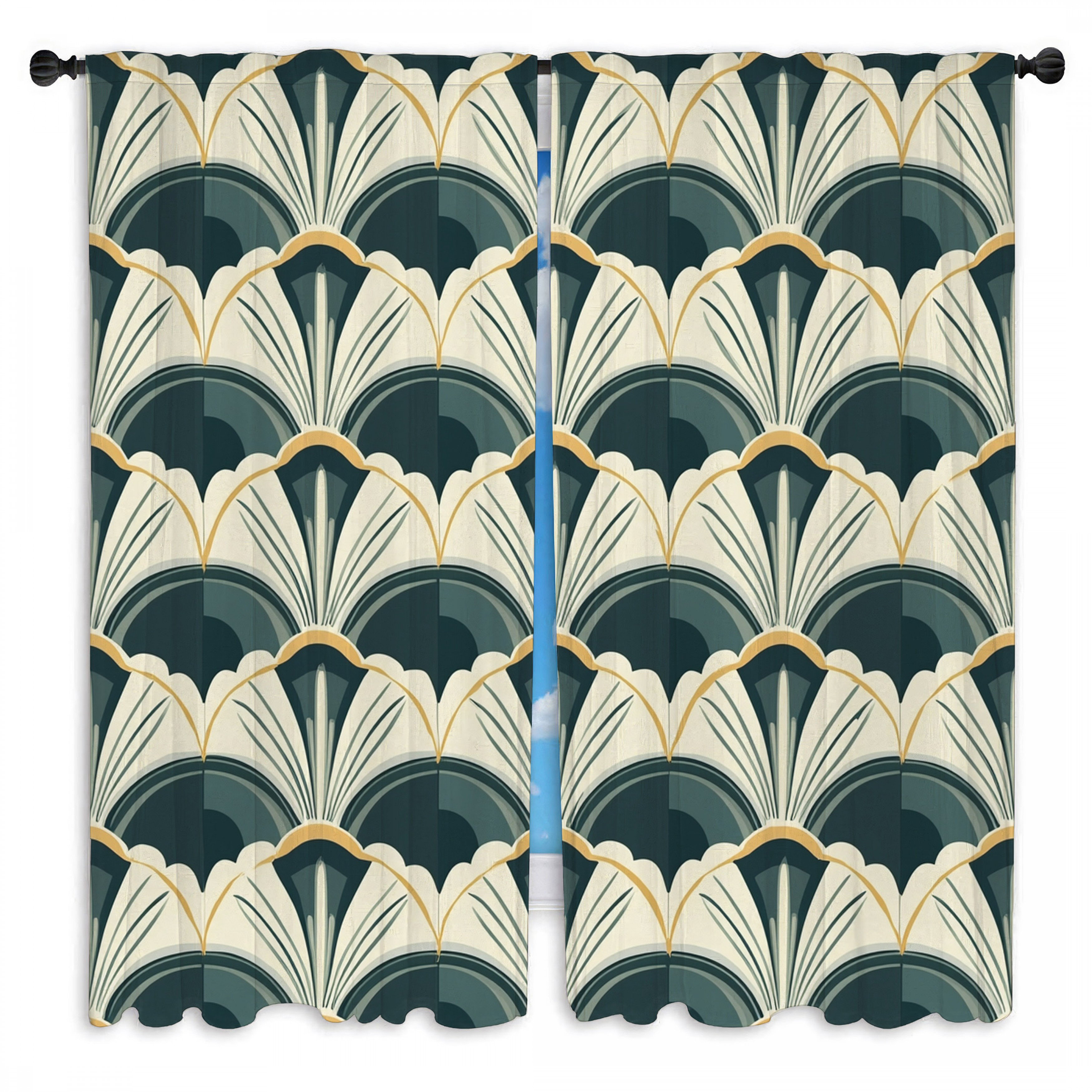 Dakota Fields Fans Window Curtains Patterns Hollywood Regency Drapes ...