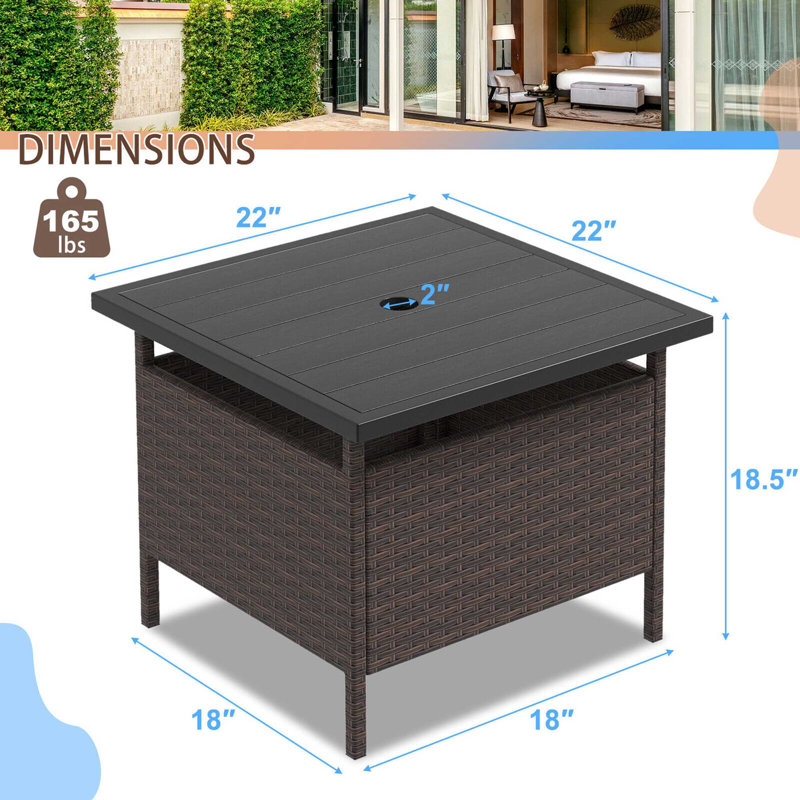 Ebern Designs Paso Square 22'' L x 22'' W Outdoor Side Table | Wayfair