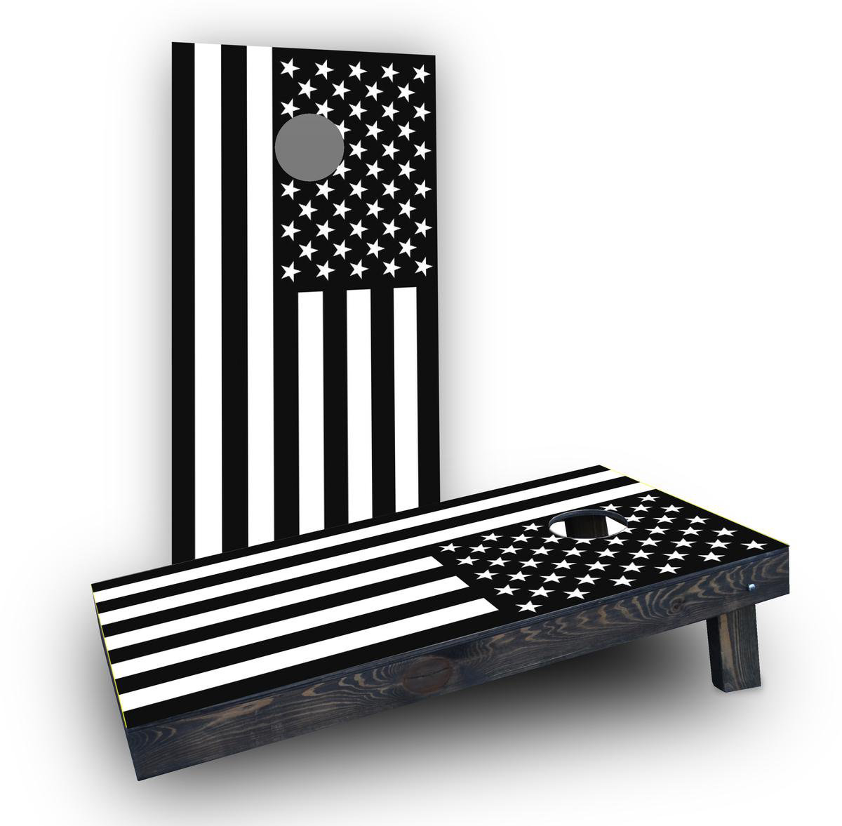 Custom Cornhole Boards Black and White Flag Cornhole - Wayfair Canada