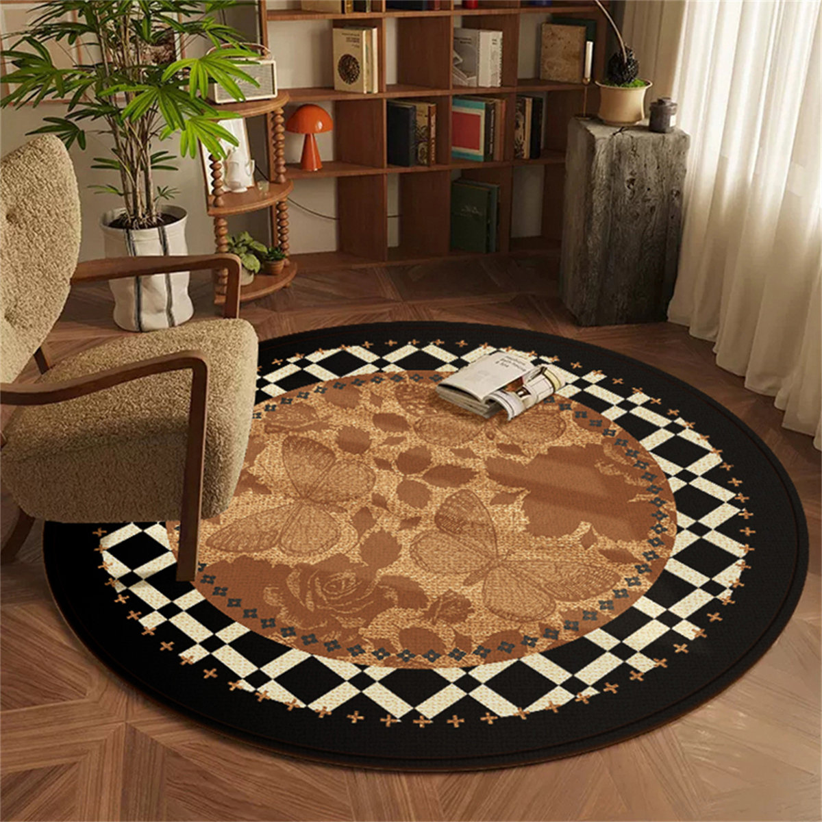 Gracie Oaks Premium Round Rug - Balcony Chair Pad, Bedroom, Living Room ...