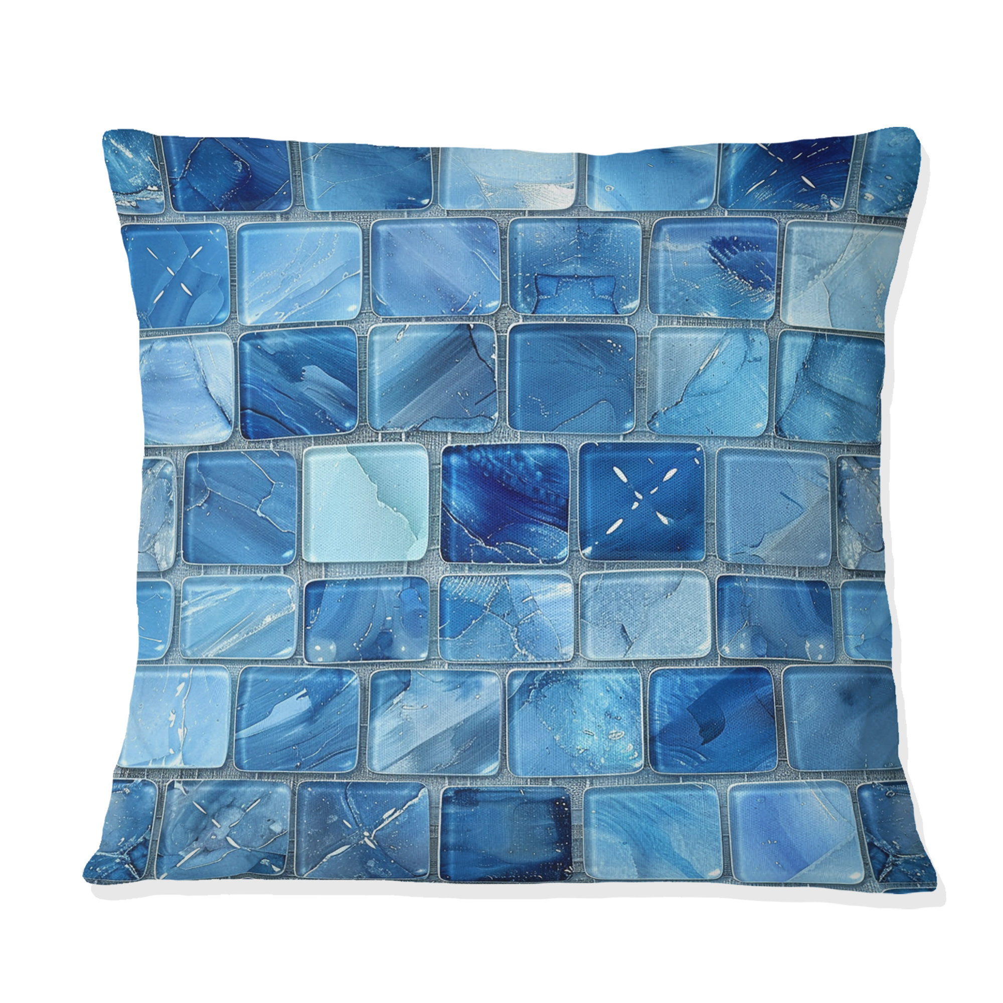 Design Art Blue Modern Mosaic Tiles II - Modern Throw Pillow | Wayfair