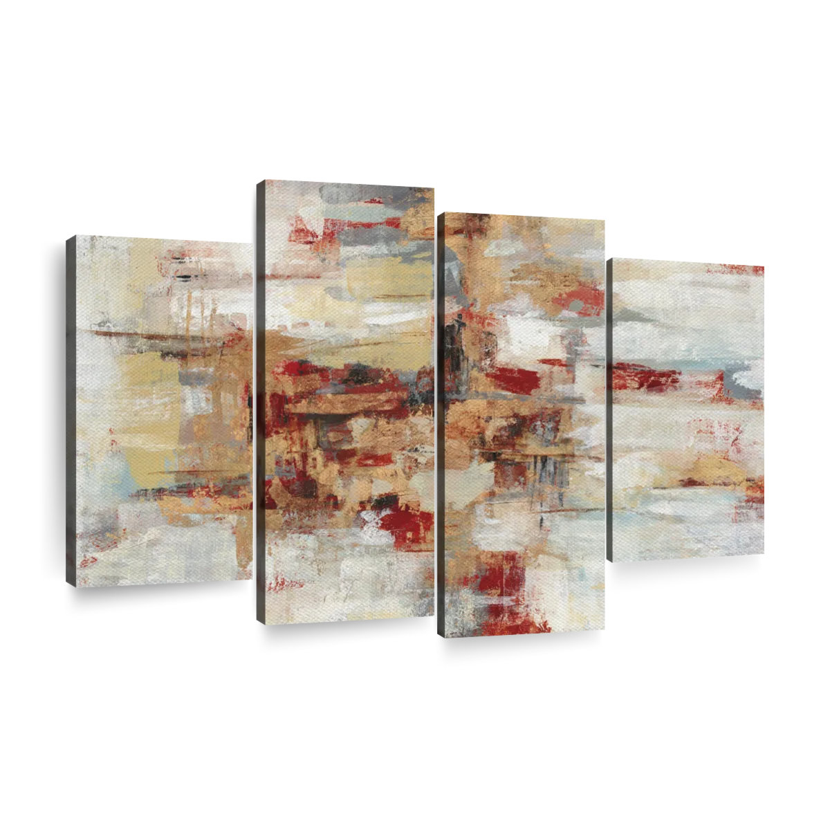 Wrought Studio Old Bridge Reminiscence Red Wall Art Multi Piece Canvas ...