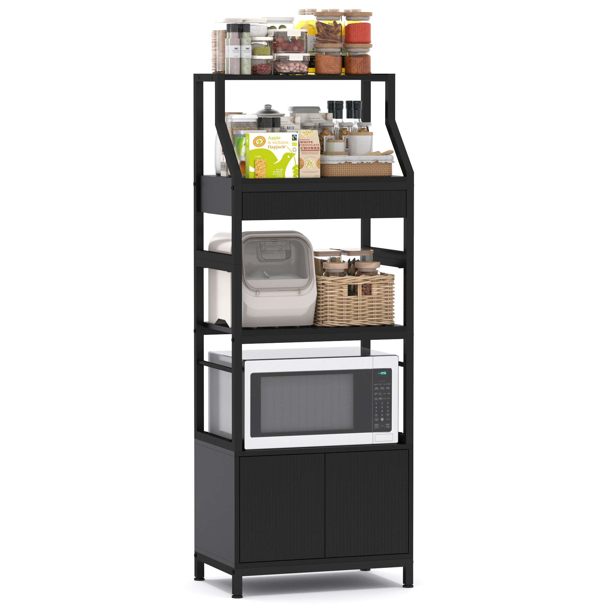 Latitude Run® Kitchen Bakers Rack With Drawer And Storage Cabinet ...