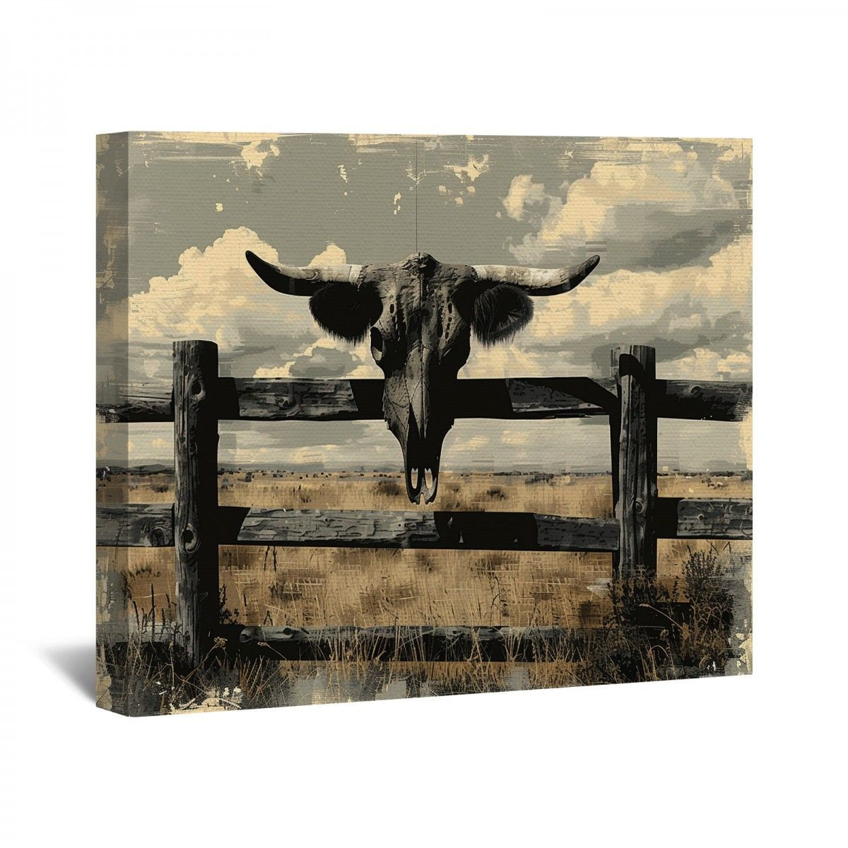 Union Rustic Steer skull Canvas Wrap - Ranch Wall Décor 13525 - Wayfair ...