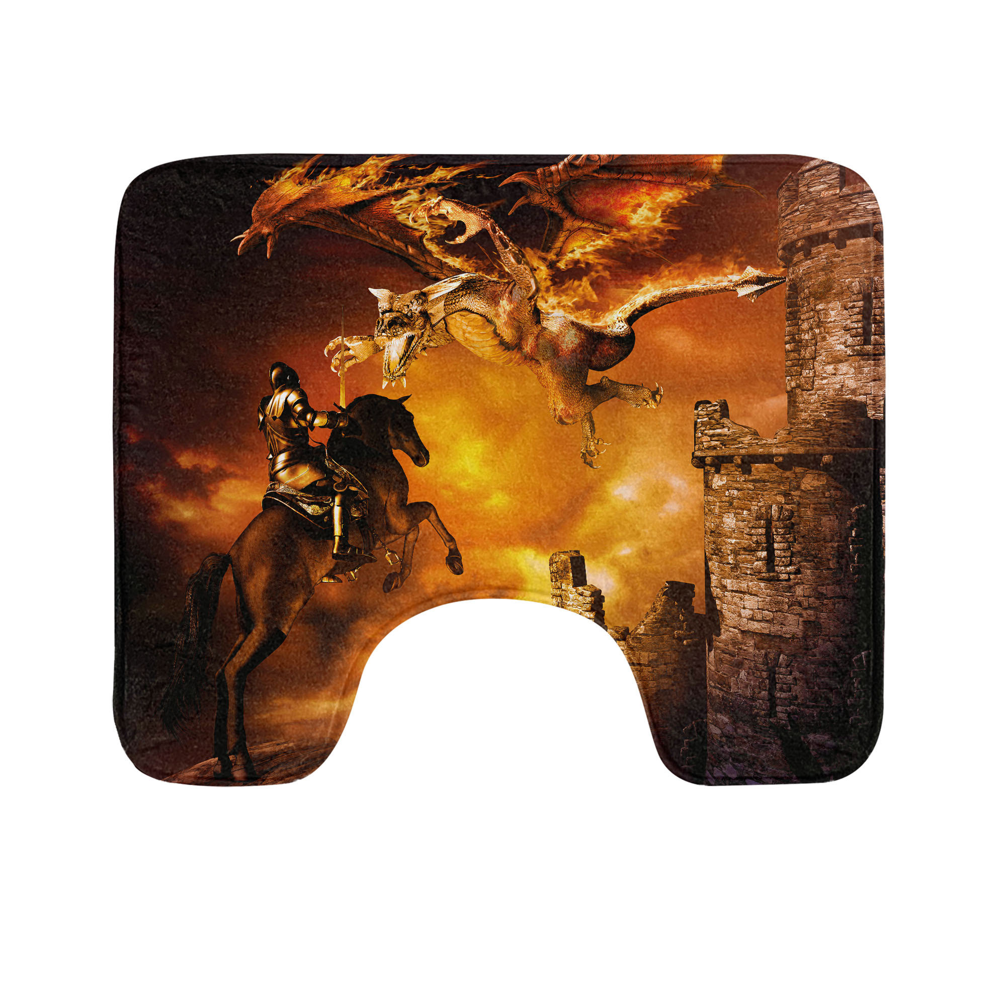 Dakota Fields Marigol Black Toilet Mat U-Shape Bathroom Rug 20" Black ...