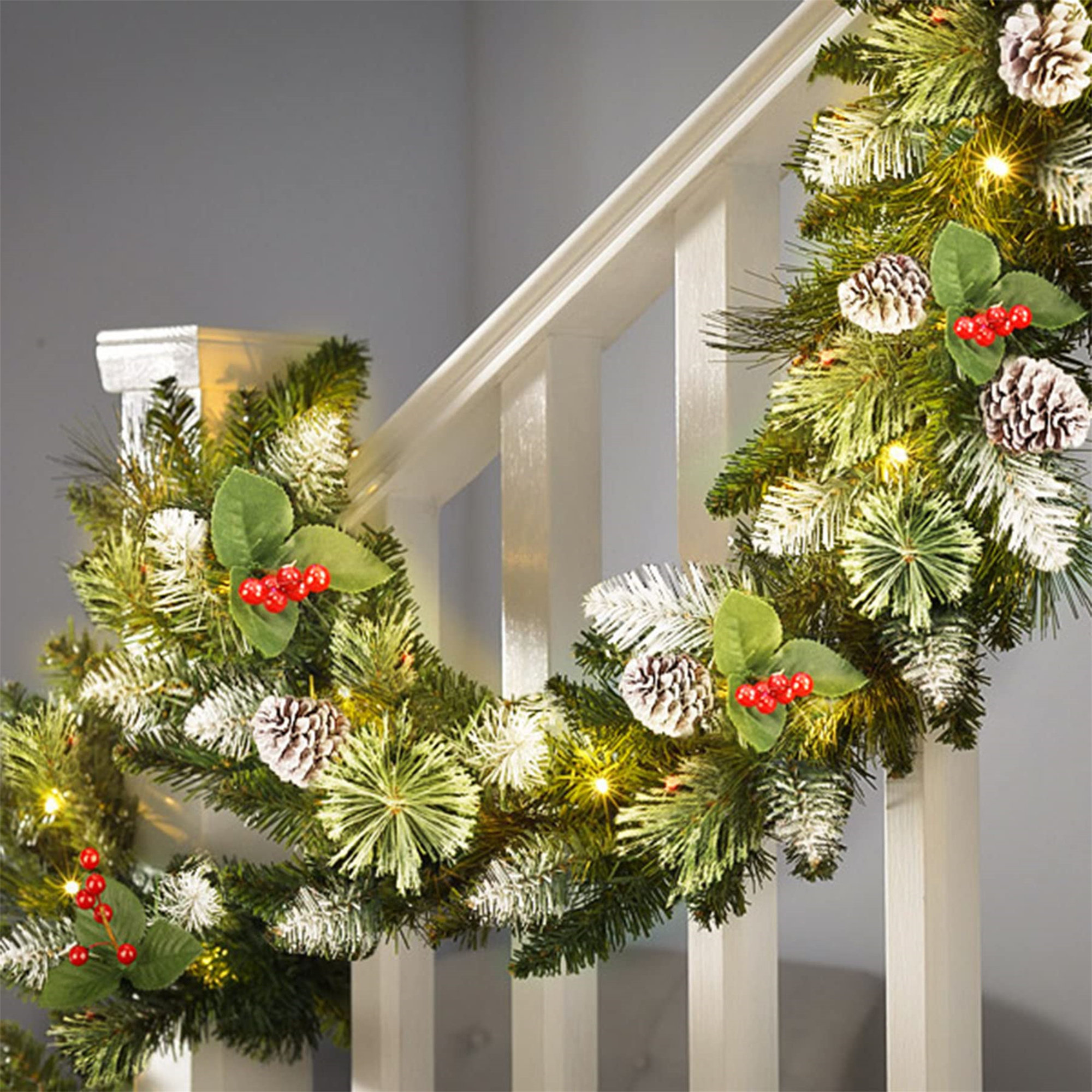 The Seasonal Aisle 9-Foot Pre-Lighted Artificial Christmas Garland With ...